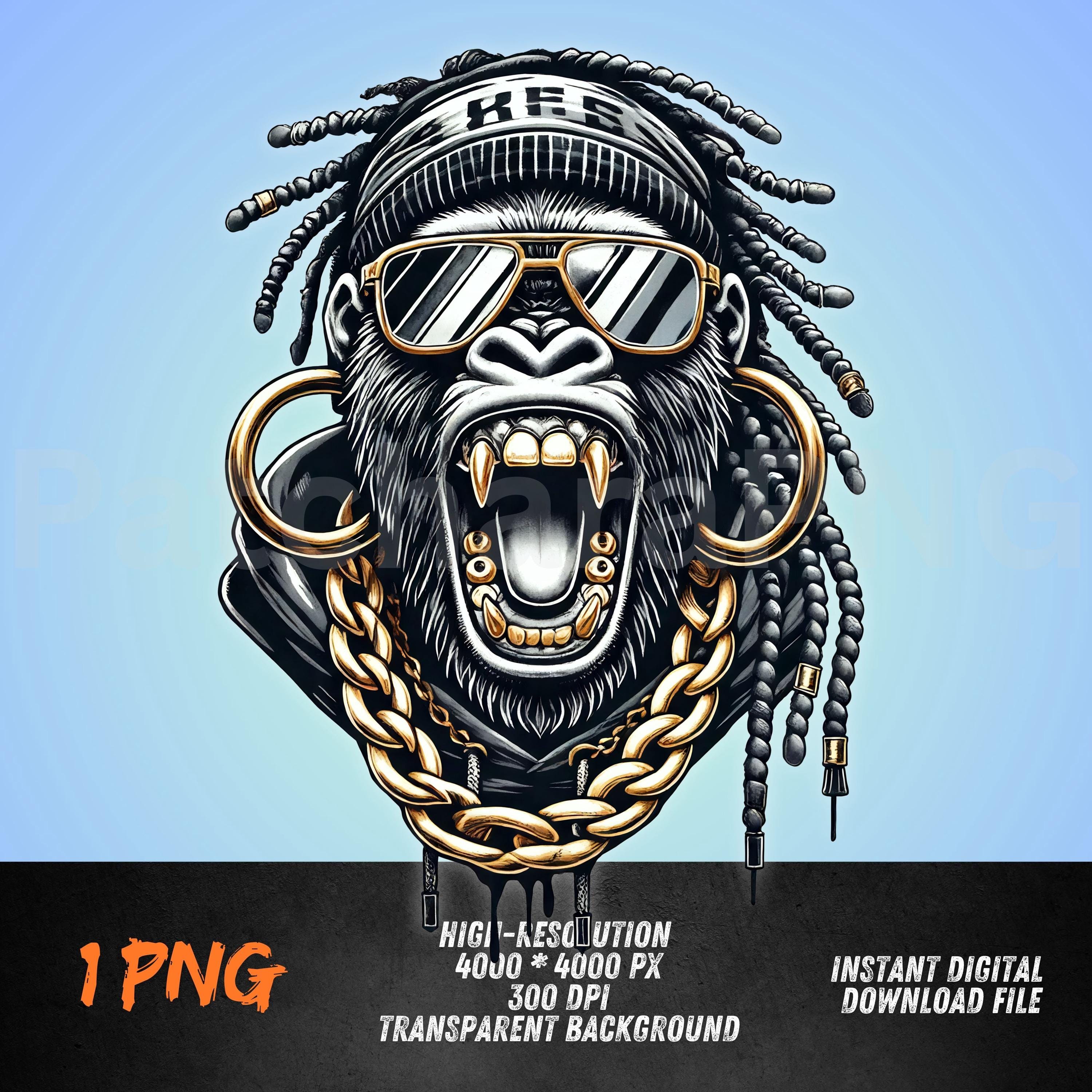 Urban Gorilla Streetwear PNG | Hip-hop Ape Clipart | Gangsta Animal ...