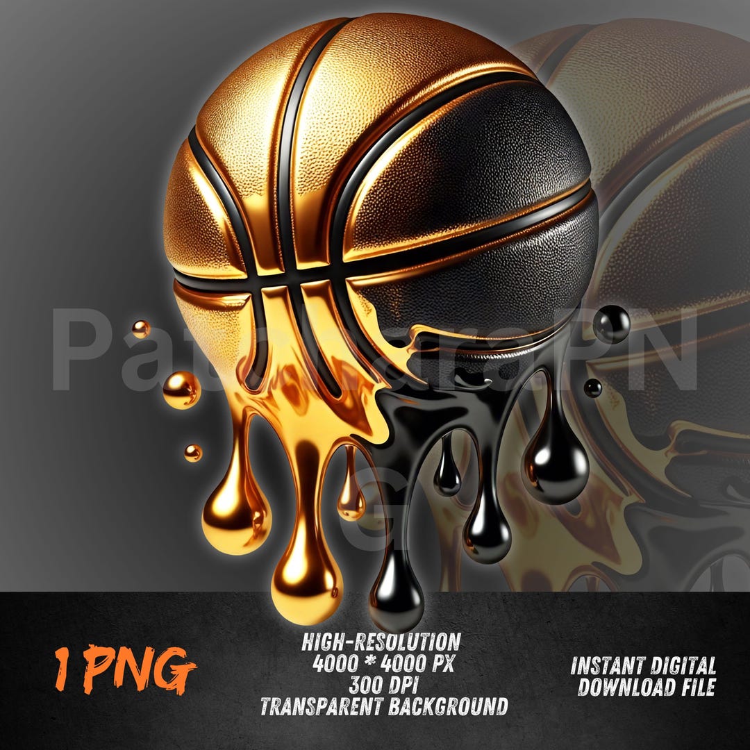 Gold Black Melting Basketball PNG | Luxury Sports Drip Design | Urban ...