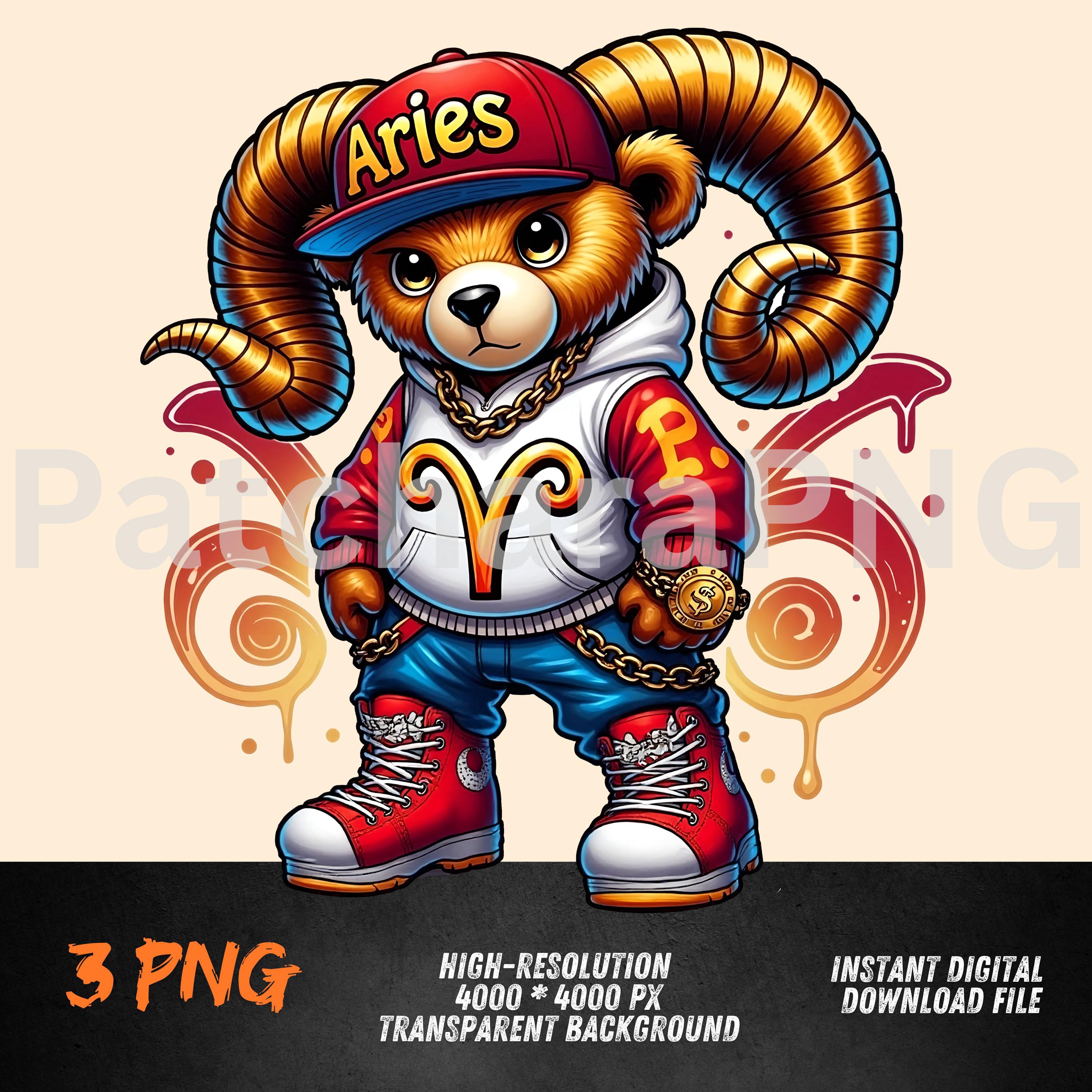 Zodiac Png Design , Aries Hip-hop Teddy Bear Zodiac Clipart | Cool ...