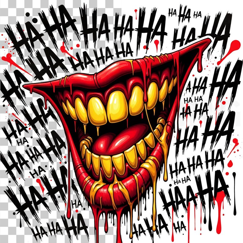 Creepy Smile Clipart – Dripping Bloody Mouth PNG, Joker Laugh Graffiti ...