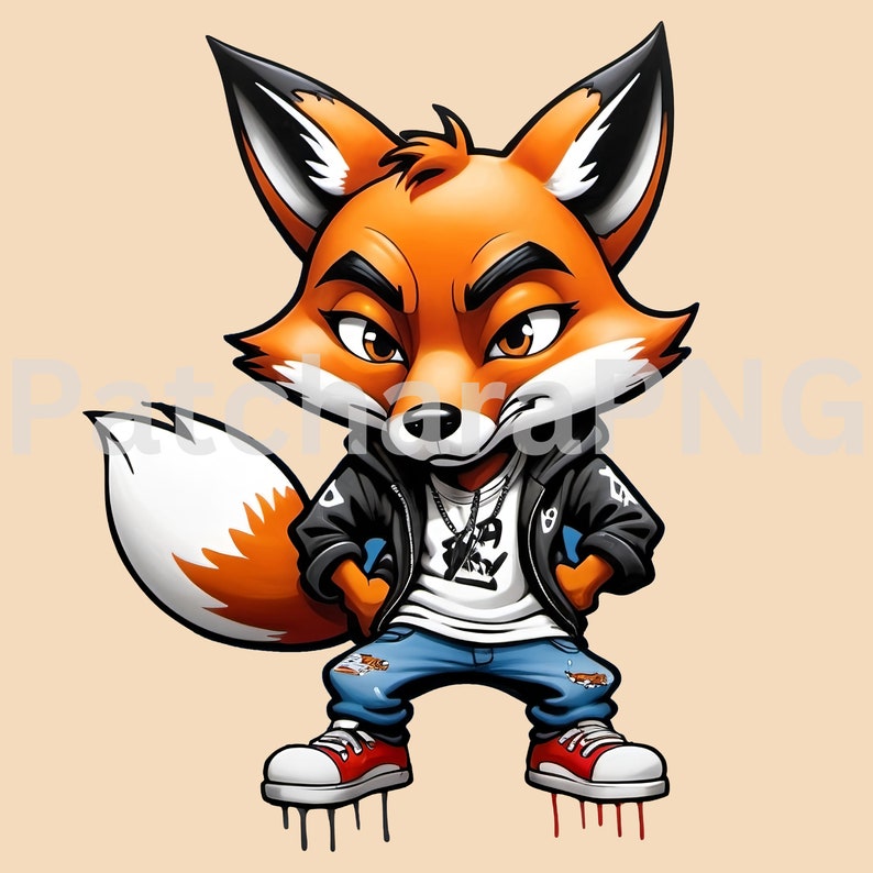 Determined Cartoon Hip-hop Fox Graffiti Art - Graffiti Art Fox Clip Art ...