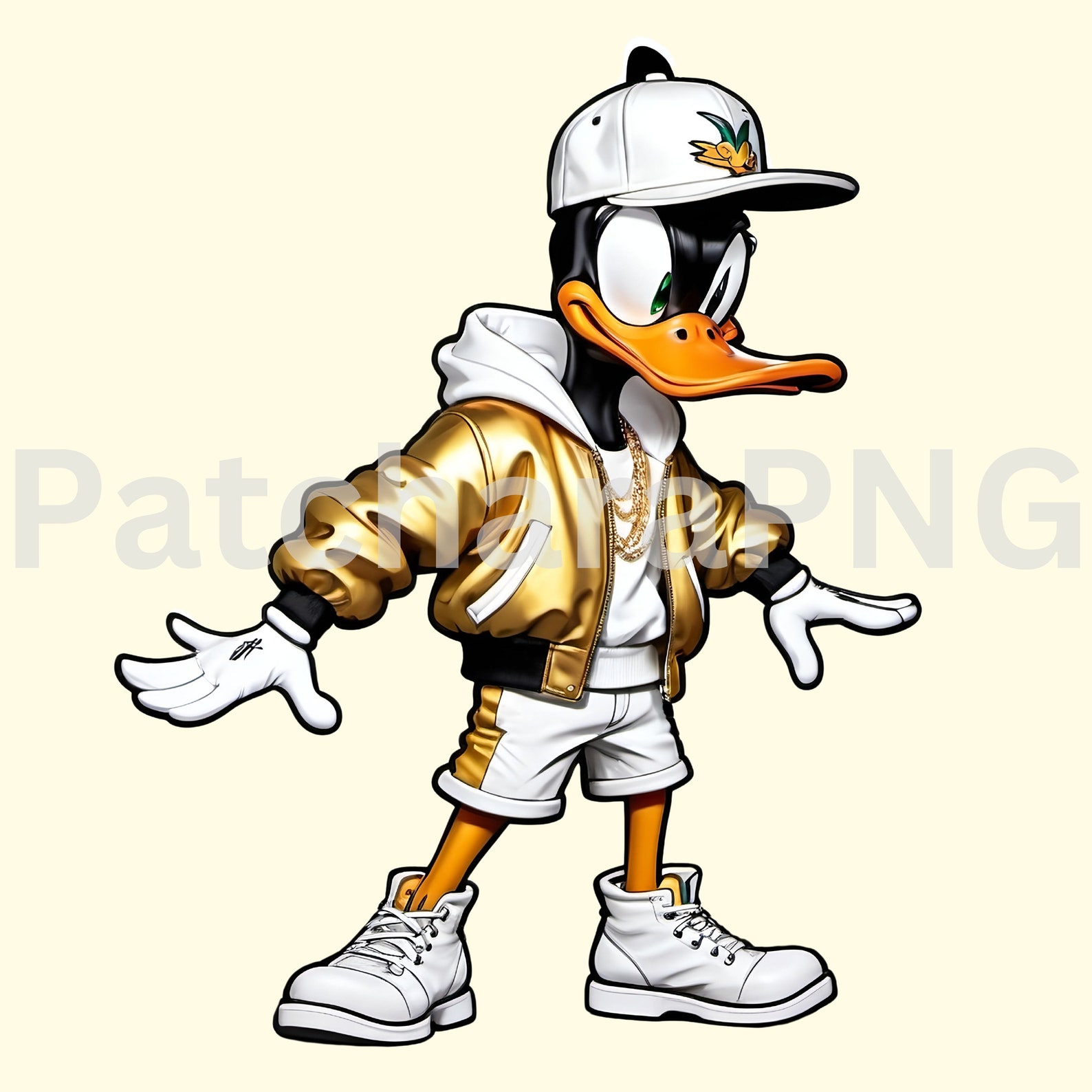 Swag Duck PNG | Hip Hop Duck Clipart in Gold Jacket and Hat | Urban ...