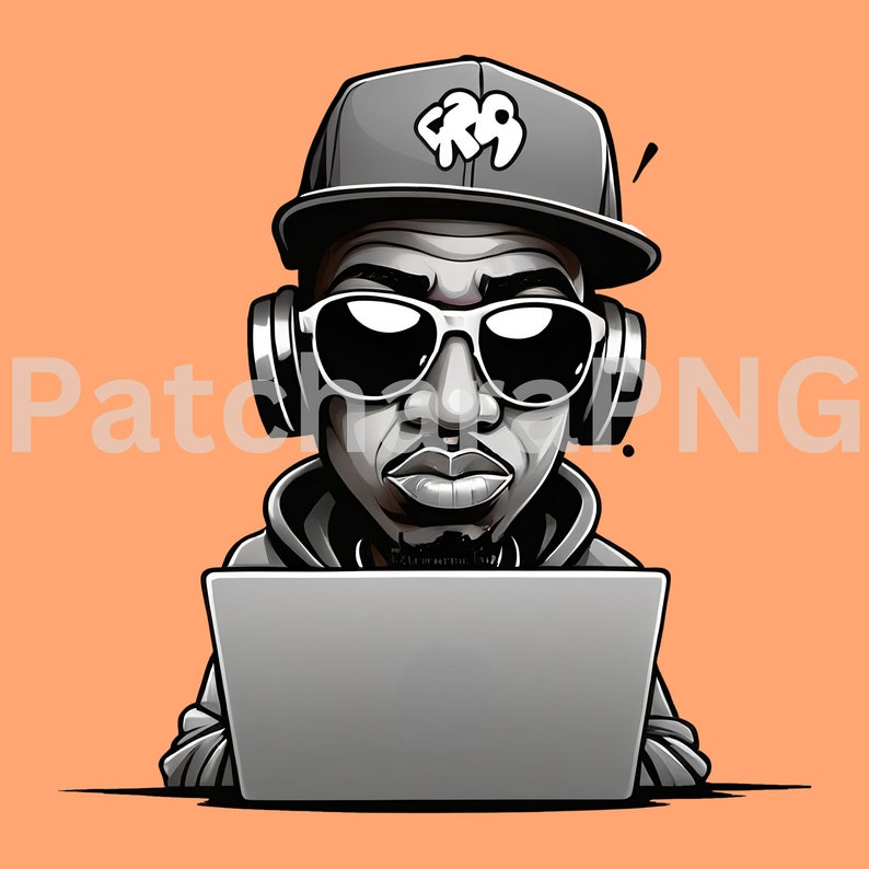 Hip-hop Cartoon Man PNG With Laptop | Fun Streetwear Graffiti Character ...