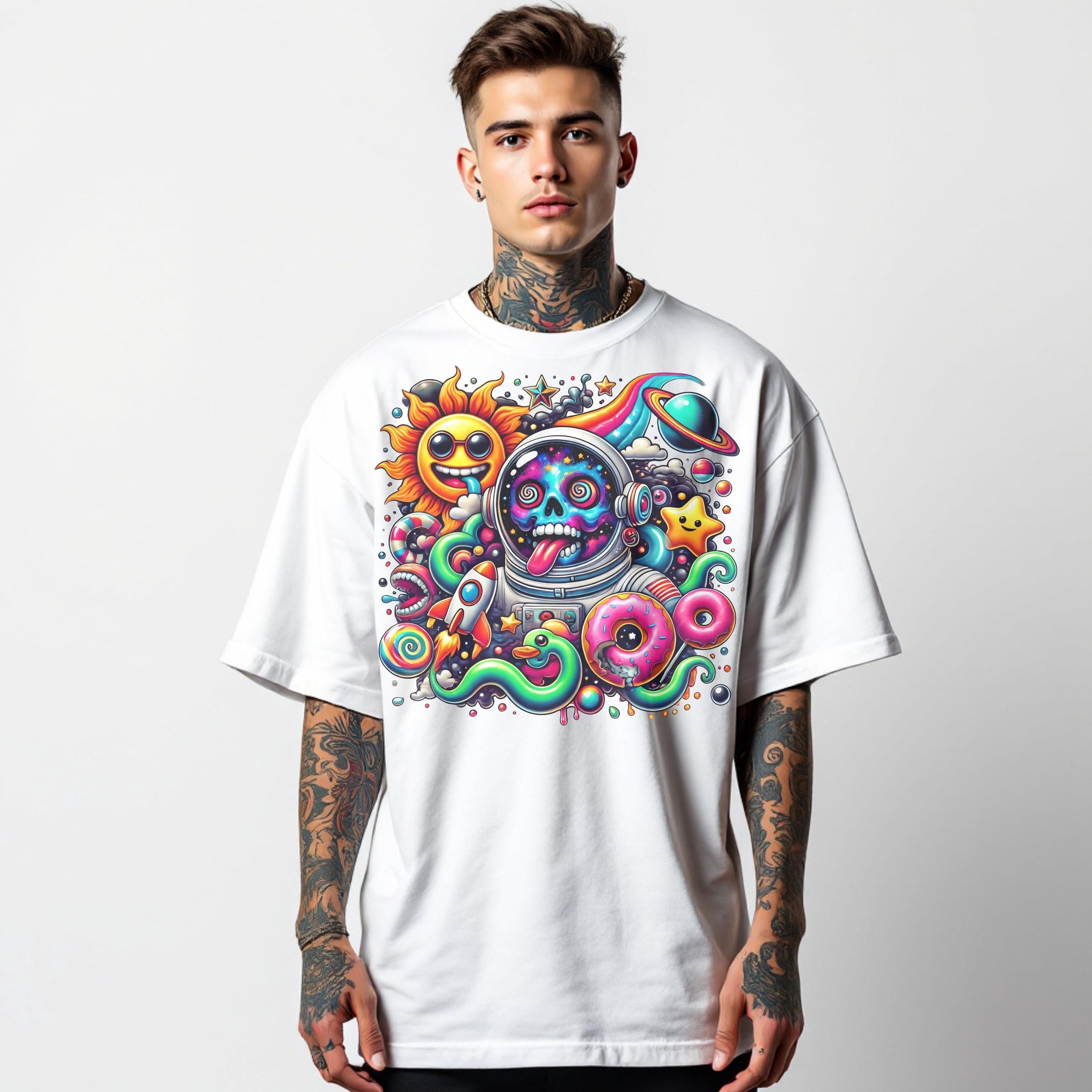 Psychedelic Astronaut Skull PNG | Trippy Space Duck Donut Clipart ...