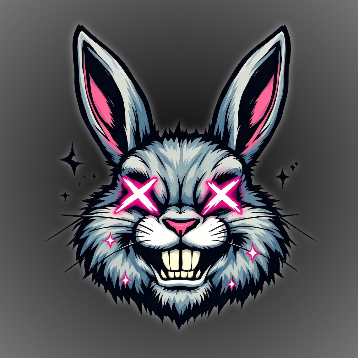 Evil Bunny PNG | Crazy Rabbit Face Clipart | Graffiti Style Animal ...