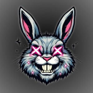 Evil Bunny PNG | Crazy Rabbit Face Clipart | Graffiti Style Animal ...