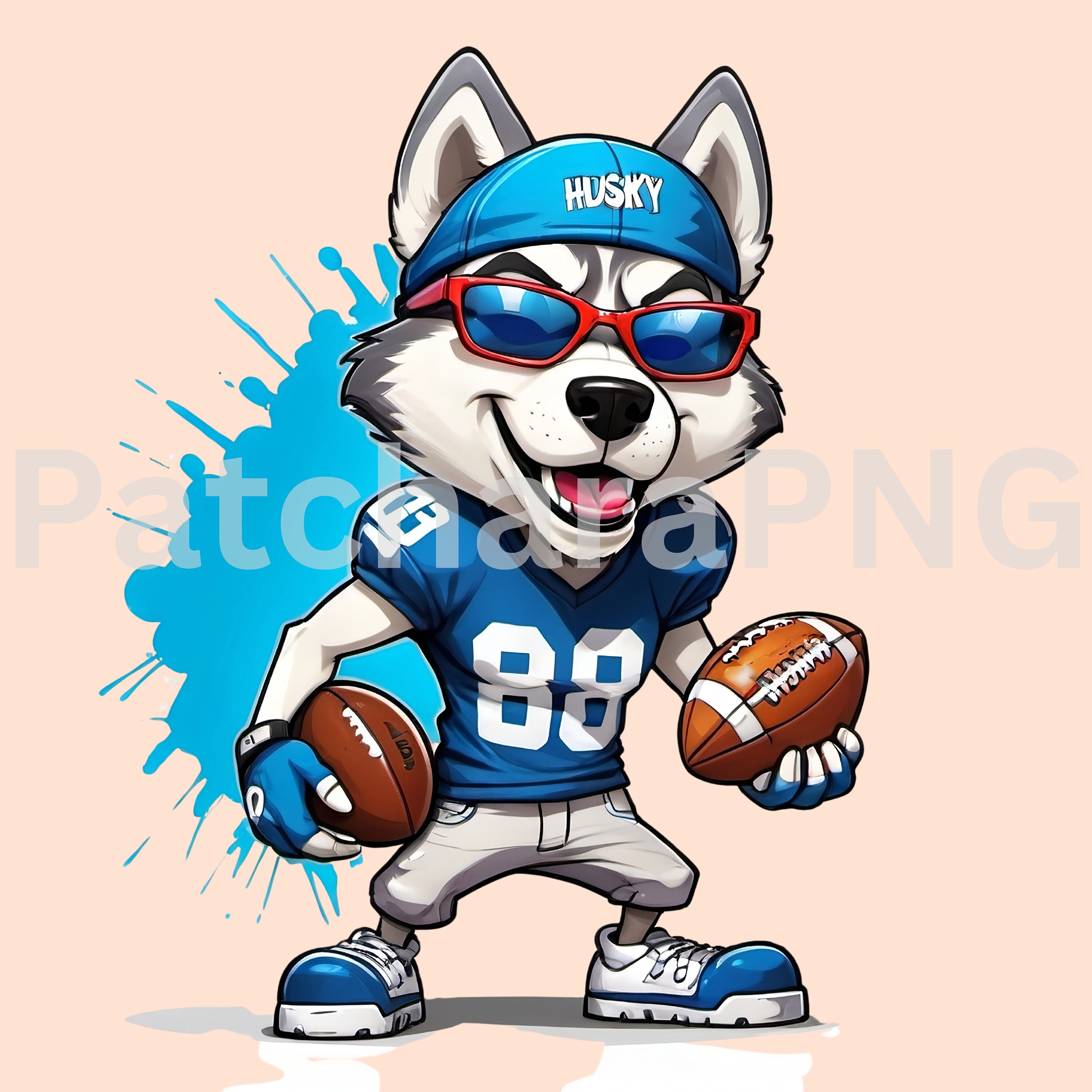 American Football Husky Graffiti Art Hip-hop Animal With Ball Urban ...