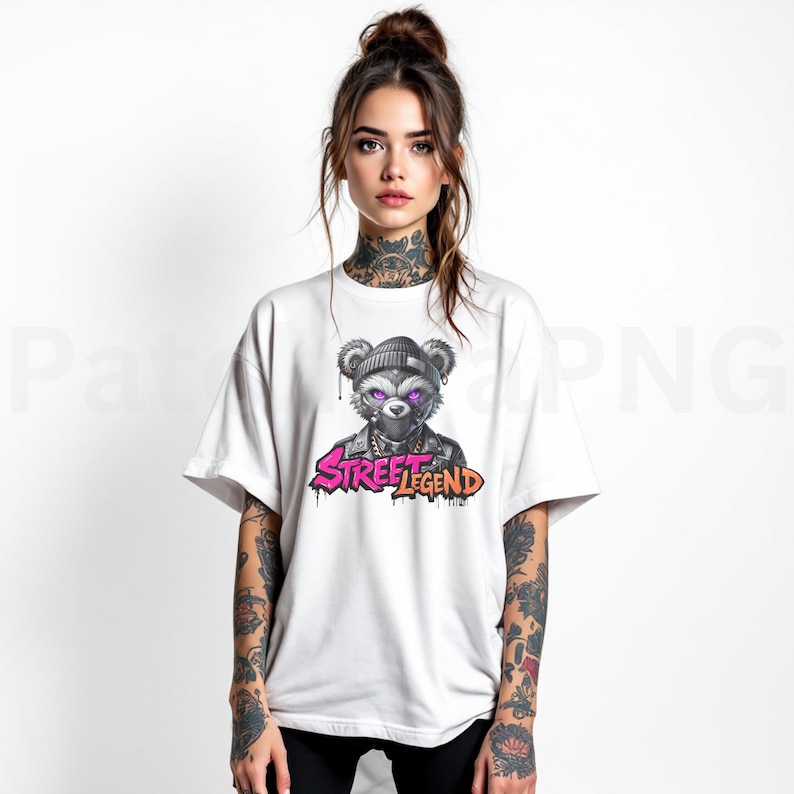 Street Legend Bear PNG | Cyberpunk Gangsta Clipart for DTF ...