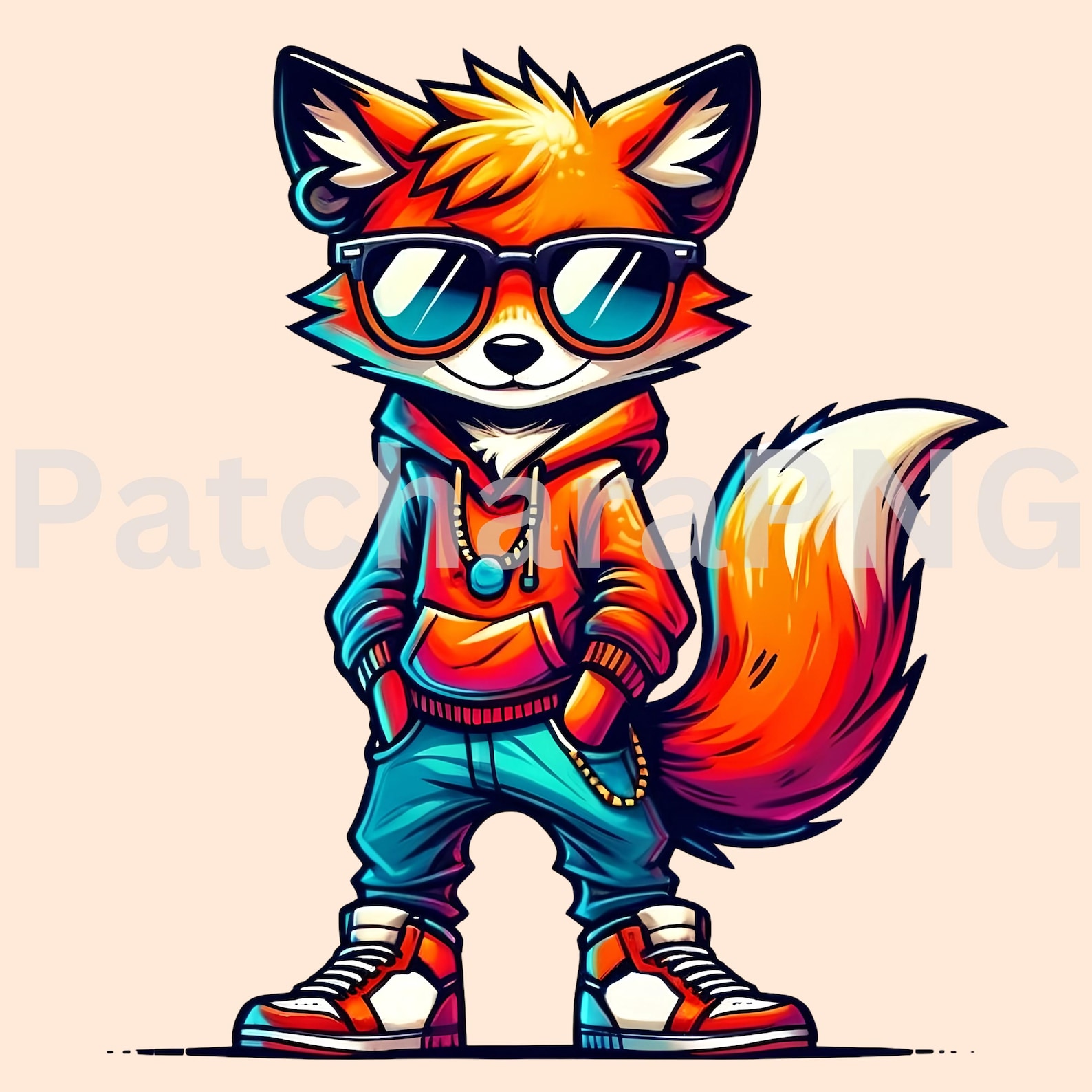 Cool Fox PNG | Street Fox Clipart in Hoodie and Sunglasses | Urban ...