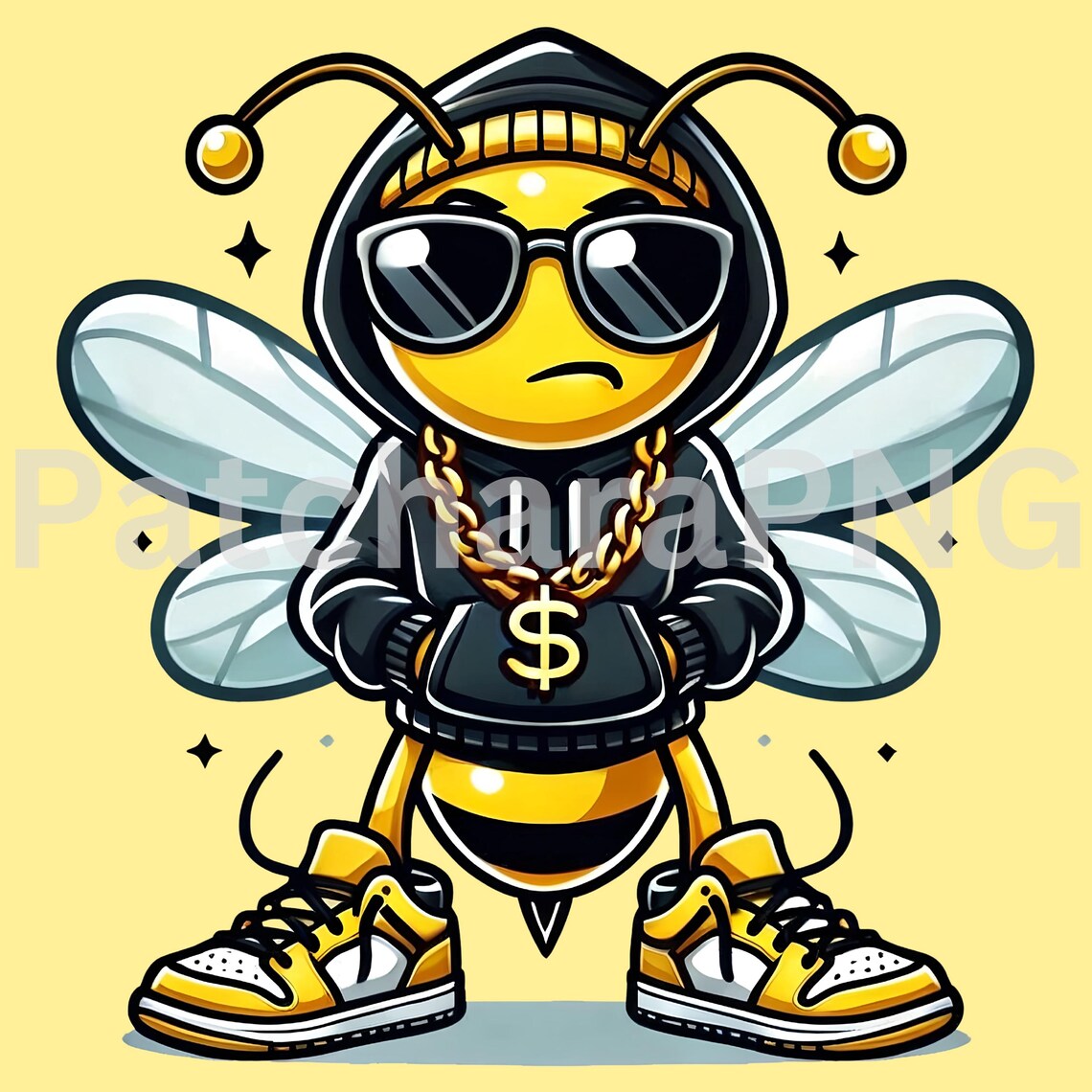 Swag Bee PNG | Cool Bee Clipart With Shades, Sneakers, and Chains ...