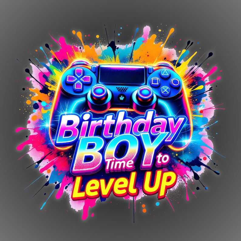 Birthday Gamer PNG, Level up Birthday Sublimation, Gaming Controller ...