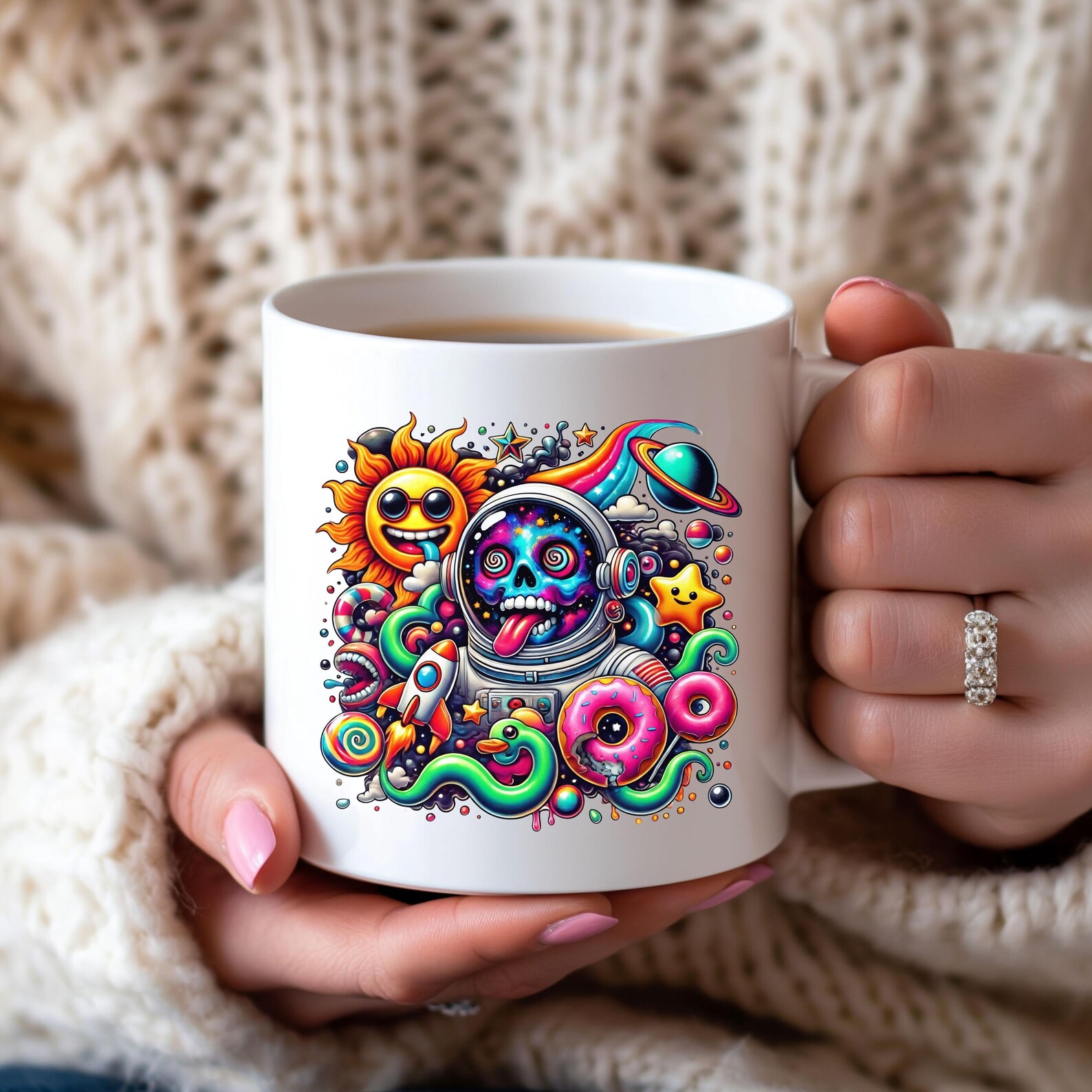 Psychedelic Astronaut Skull PNG | Trippy Space Duck Donut Clipart ...