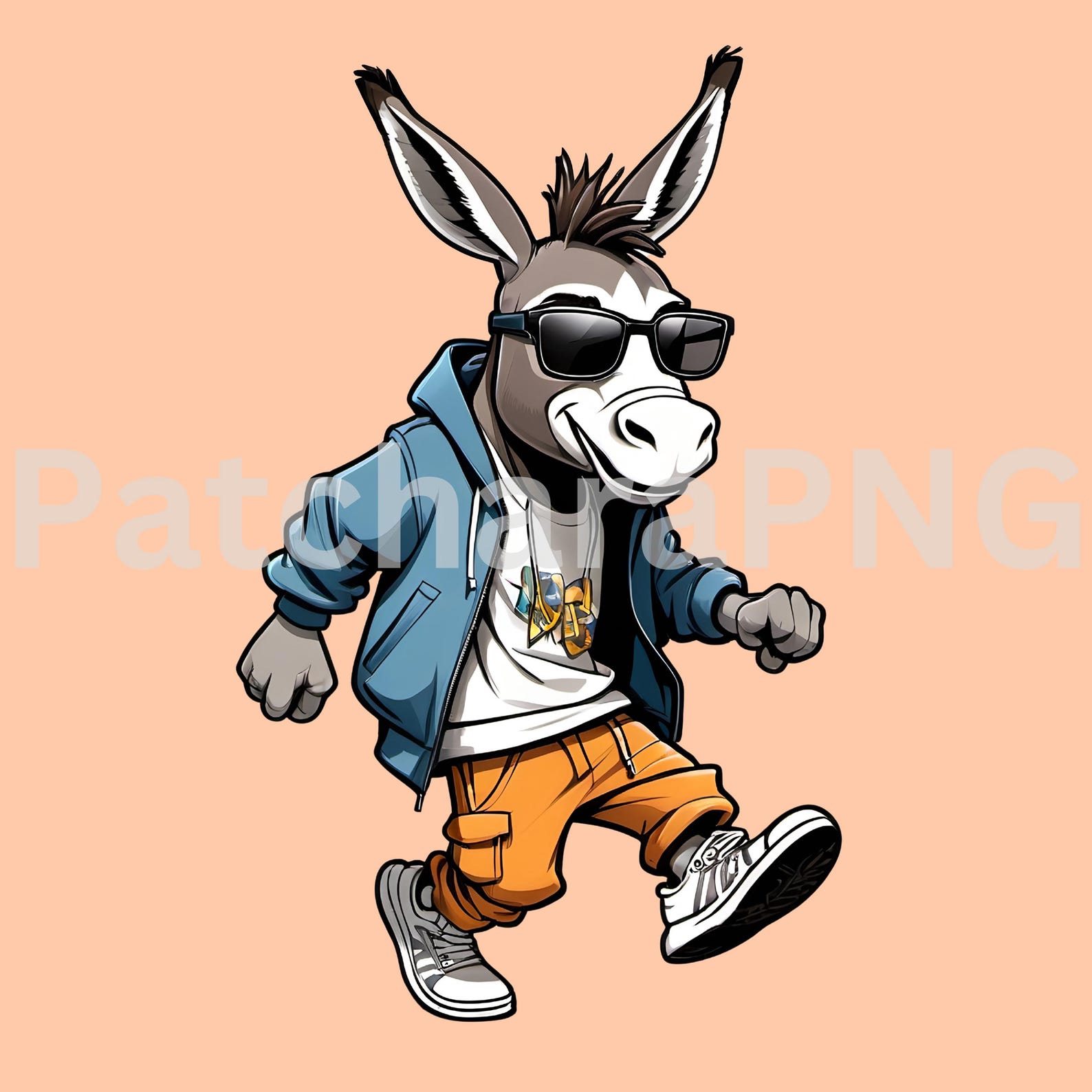 Cool Donkey Cartoon Character in Hip-hop Streetwear | Graffiti-style ...