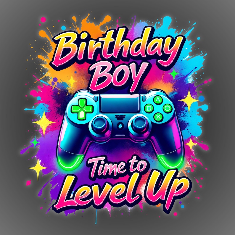 Birthday Gamer PNG, Level up Birthday Sublimation, Gaming Controller ...