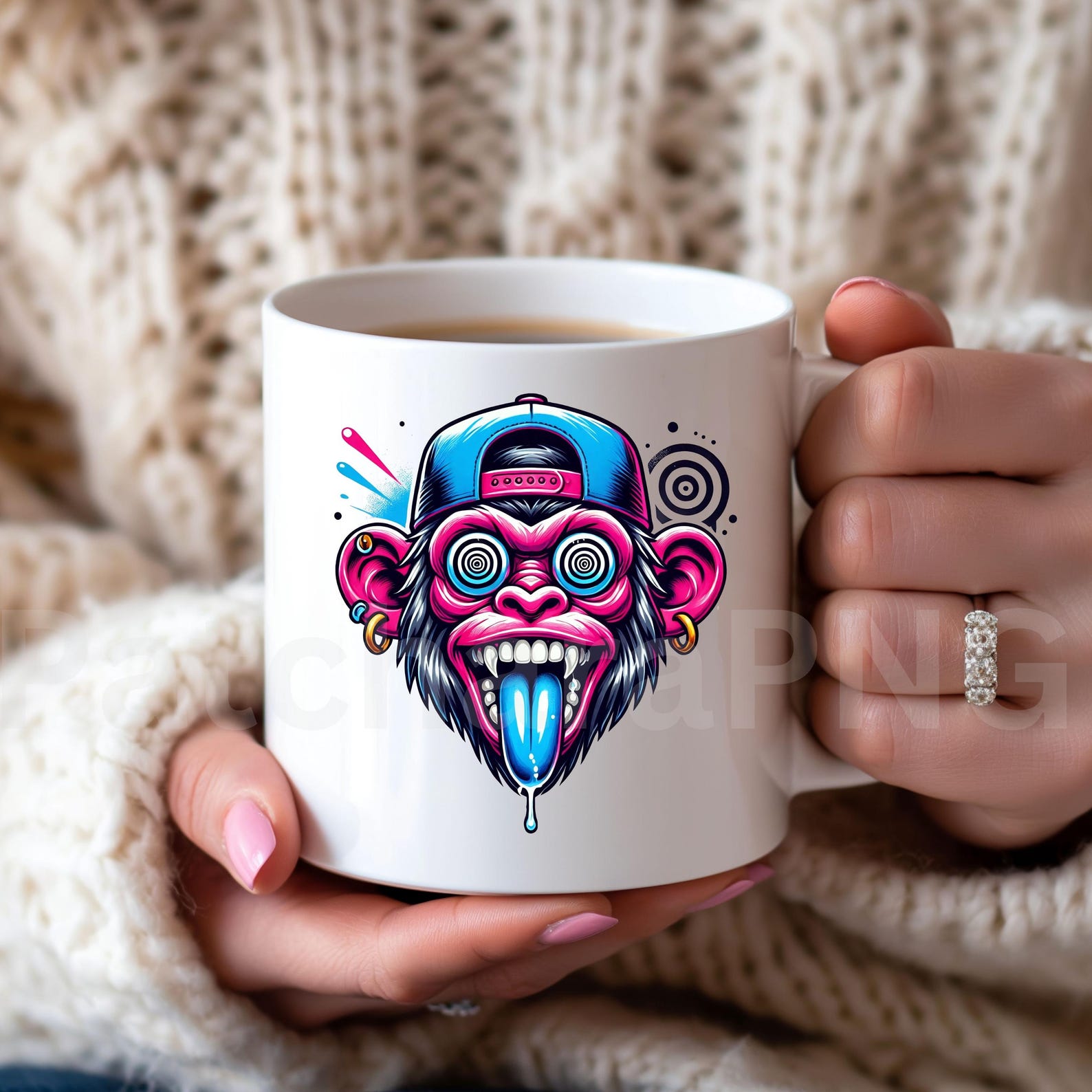 Trippy Monkey PNG | Hypnotic Face Clipart | Psychedelic Animal Art for ...