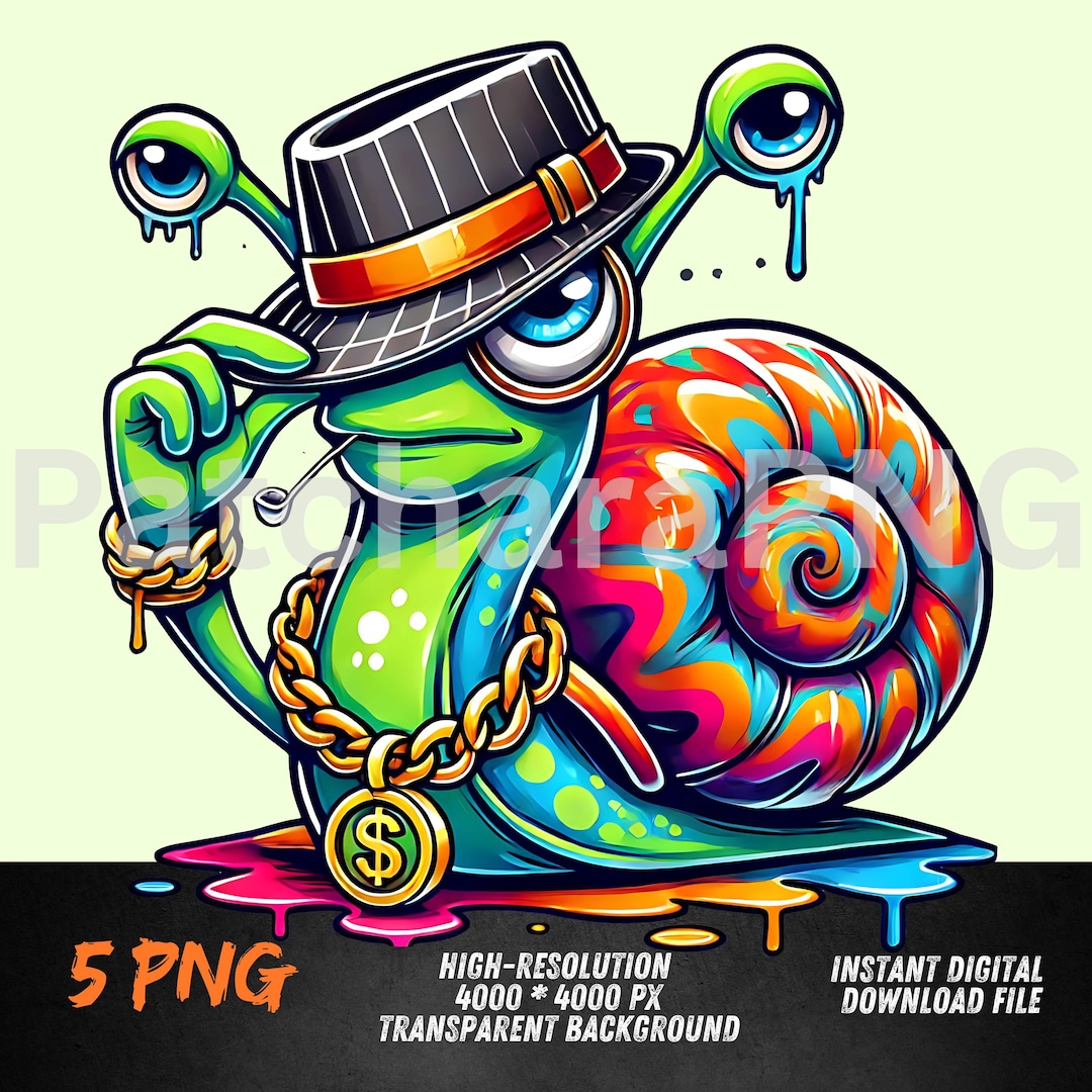 Cartoon Graffiti Snail Digital Art | Hip-hop Street Art Style | Quirky ...