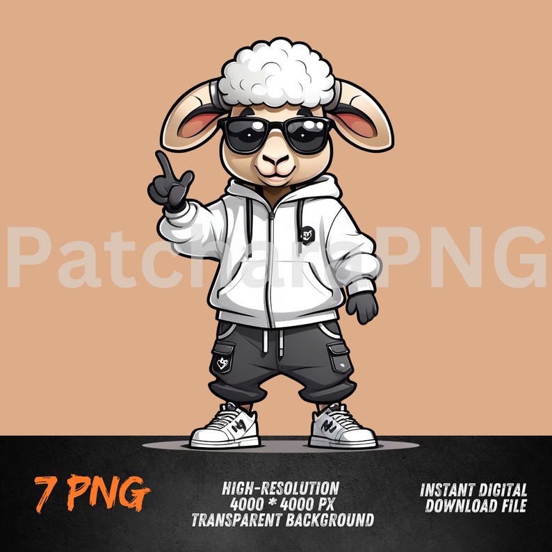 Hip-hop Sheep PNG | Cool Cartoon Animal Graphic | Urban Streetwear ...