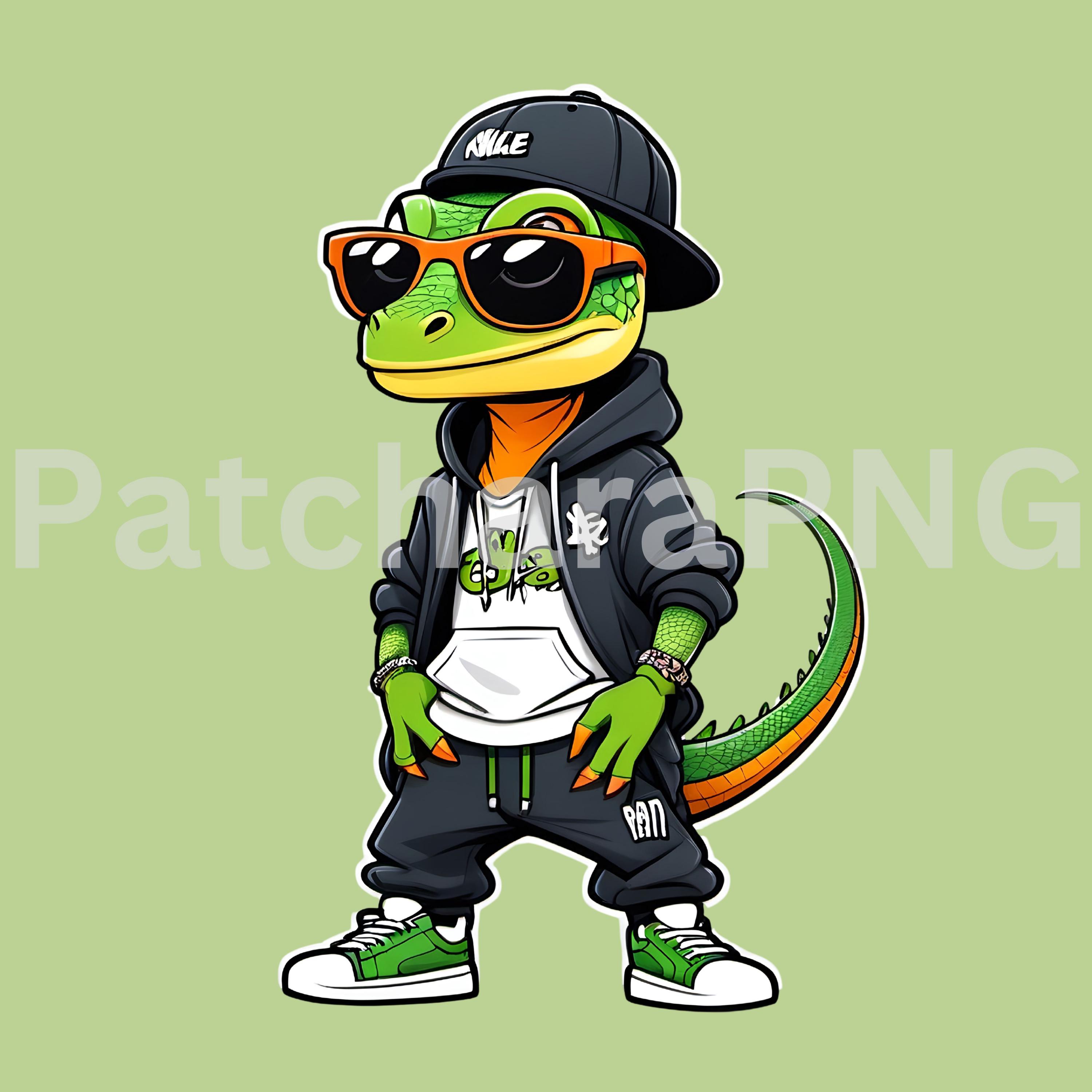 Hip-hop Lizard PNG | Cool Cartoon Reptile Graphic | Urban Streetwear ...