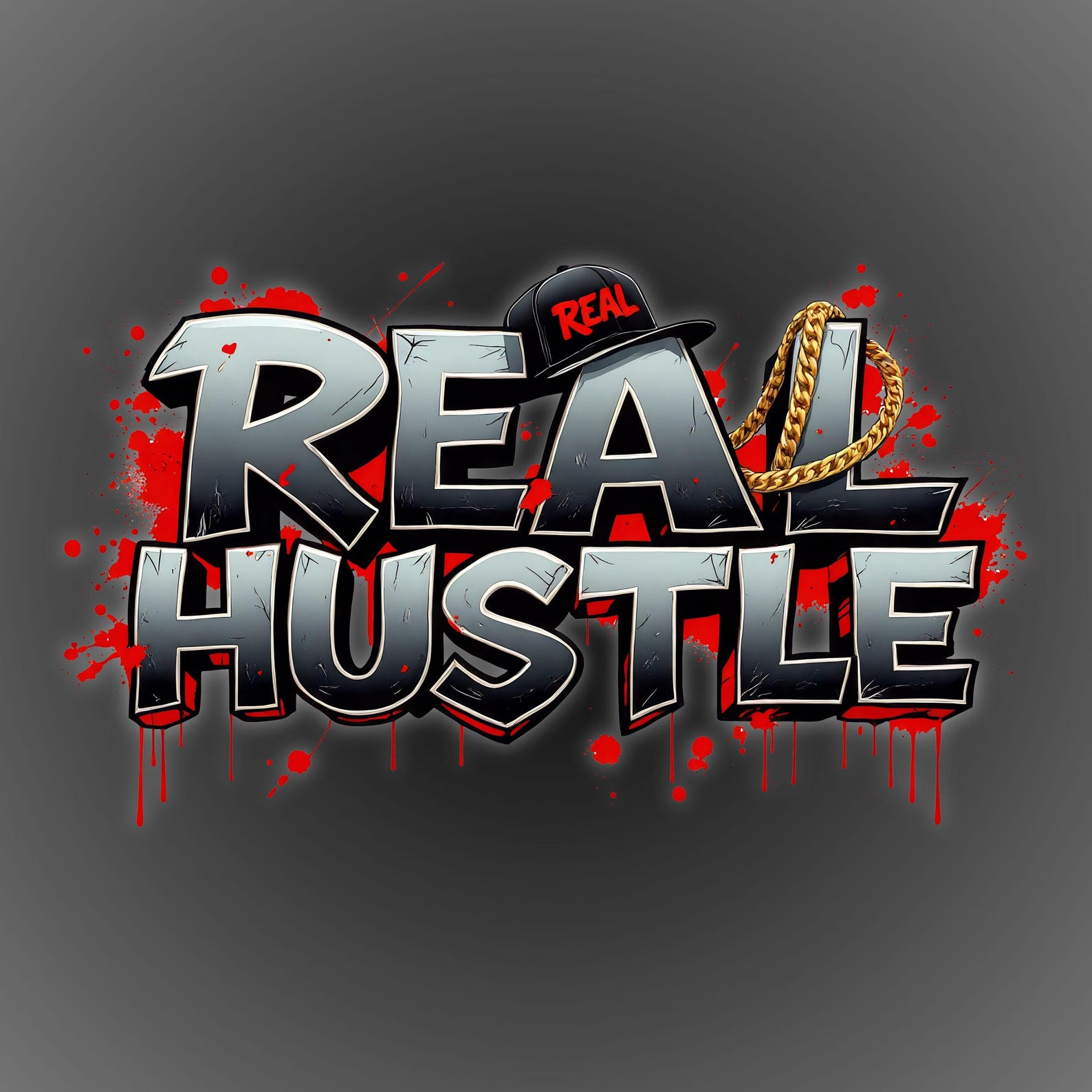 Real Hustle PNG | Graffiti Hustle Quote Clipart With Gold Chain | Urban ...