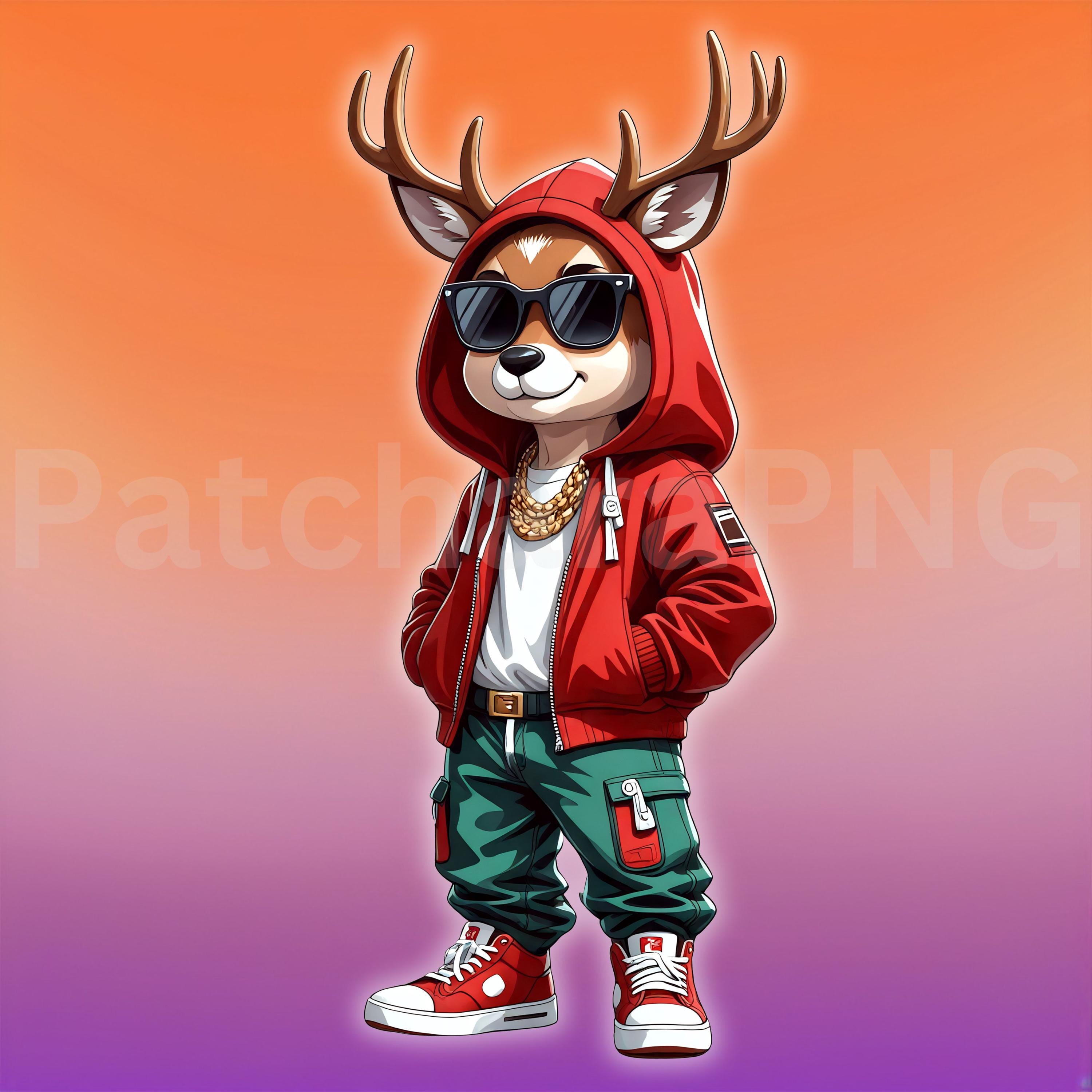Streetwear Deer Cartoon PNG | Hip-hop Animal Character Design | Digital ...
