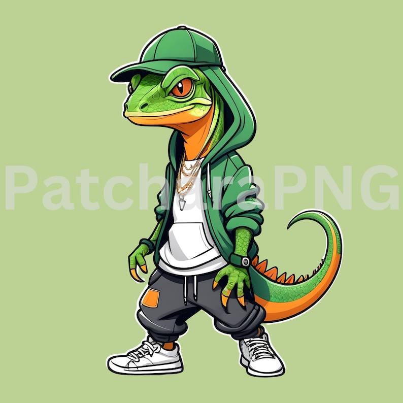 Hip Hop Lizard PNG | Cool Lizard Clipart in Hoodie and Sneakers | Urban ...