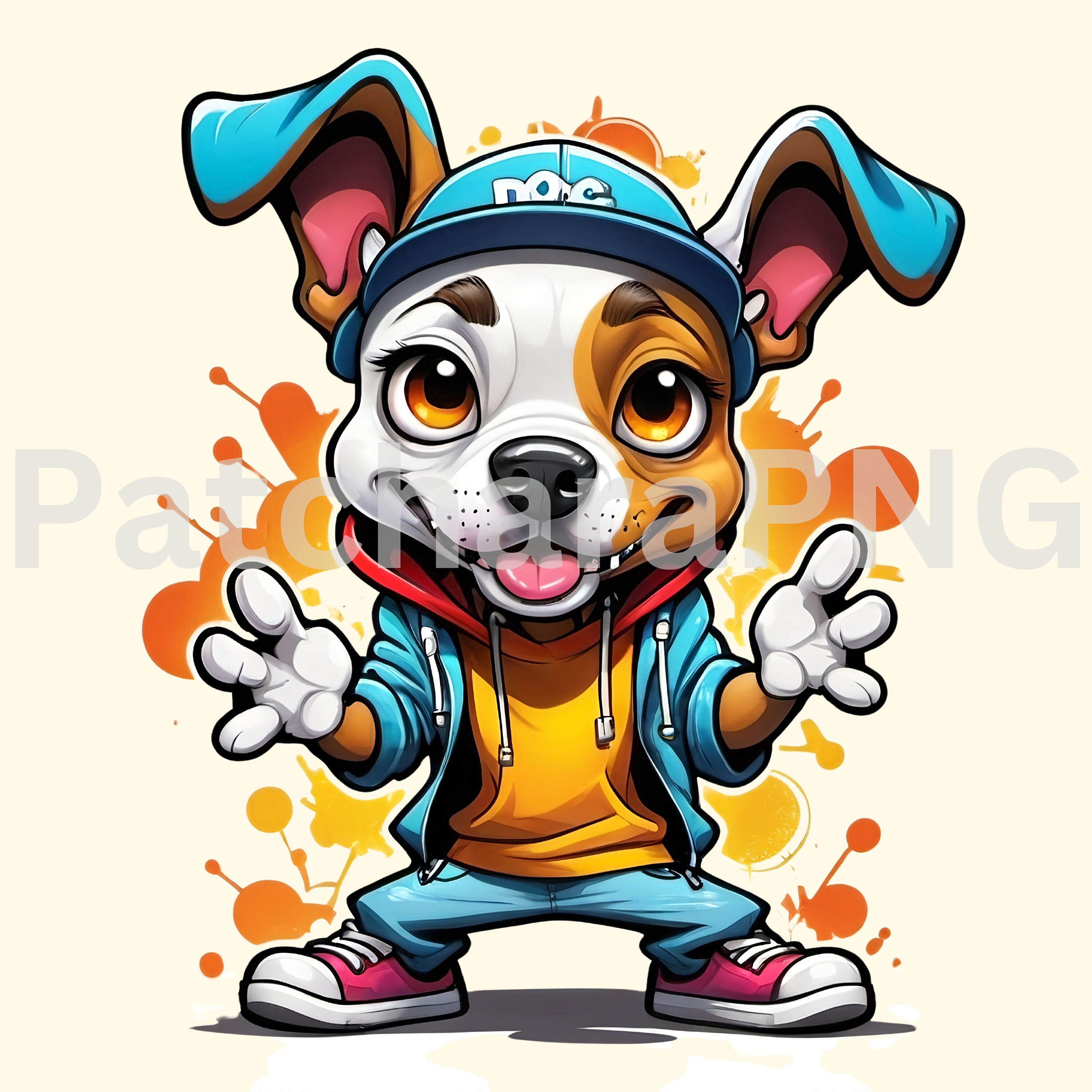 Cartoon Cool Dog Hip-hop Graffiti Art Dogpng, Urban Sublimation Design ...