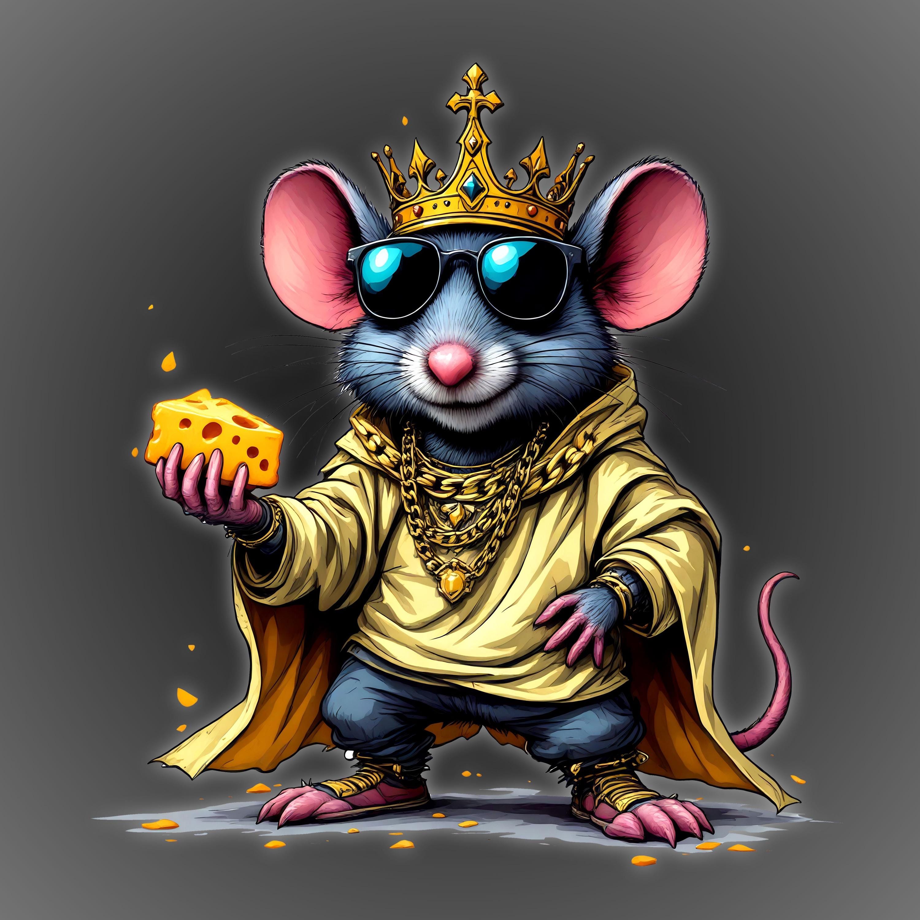 Mouse King PNG | Gangsta Mouse Clipart With Cheese and Crown | Funny ...