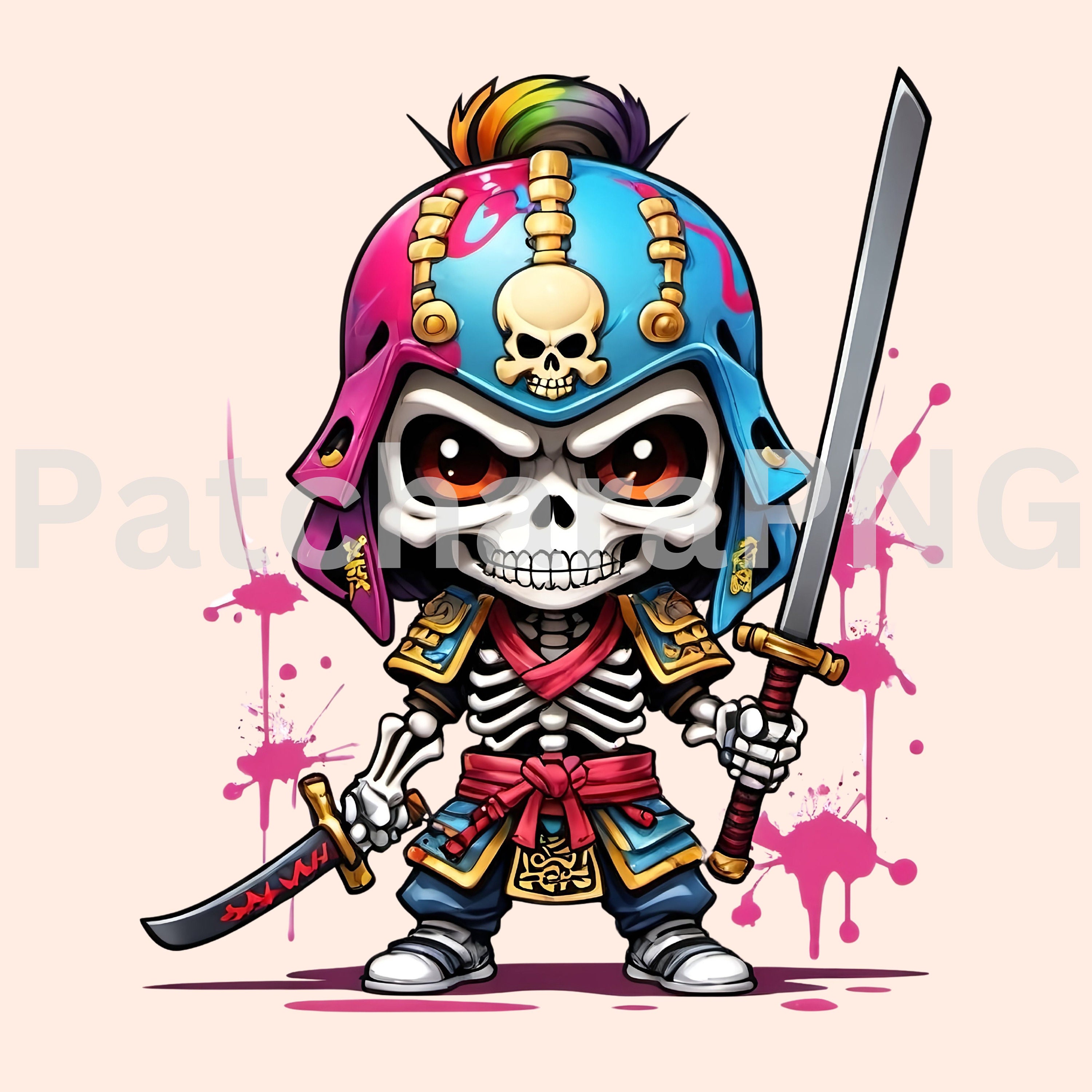 Skeleton Samurai PNG | Warrior T-shirt Sticker, Instant Digital File ...
