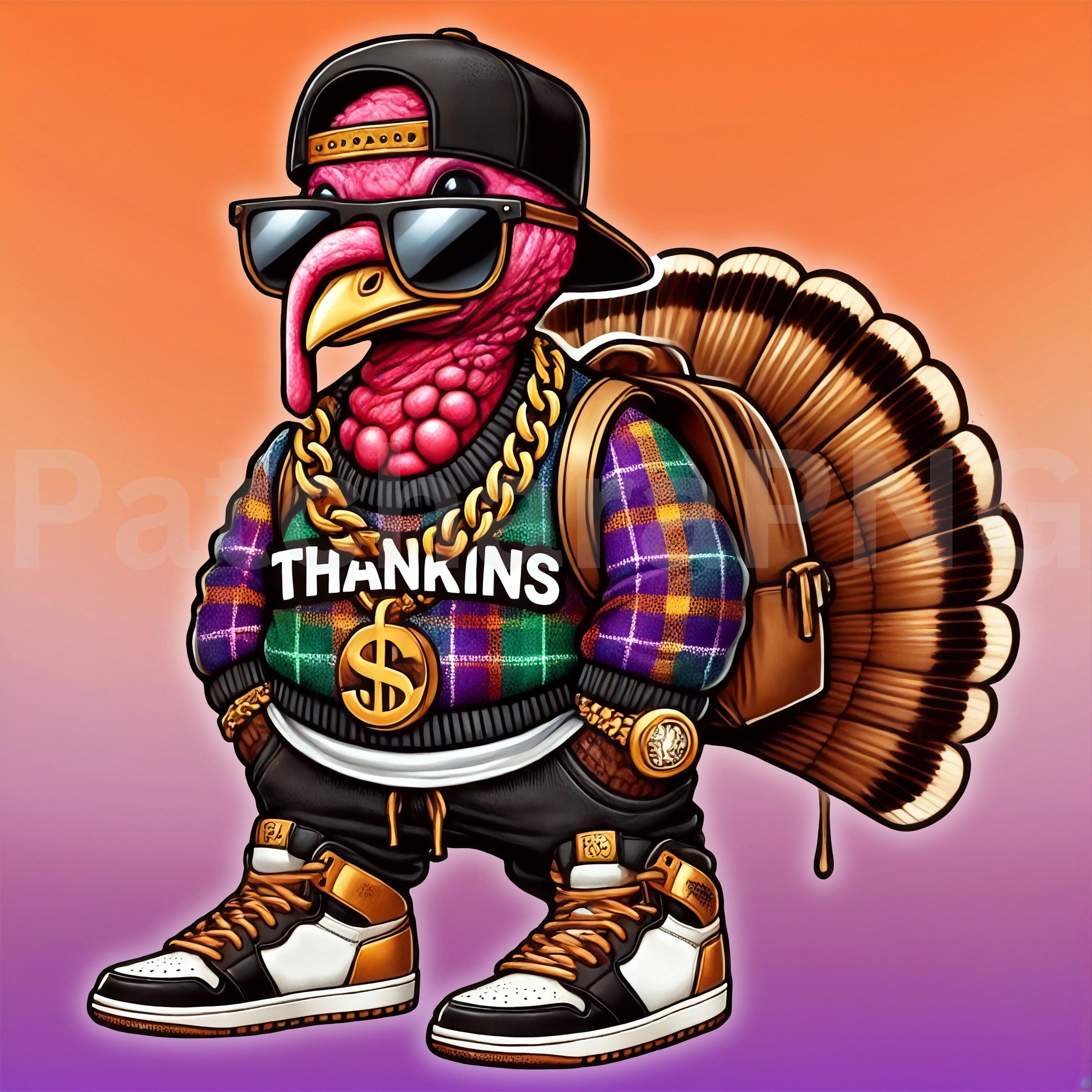 Gangsta Turkey PNG | Thanksgiving Turkey Clipart in Streetwear With ...