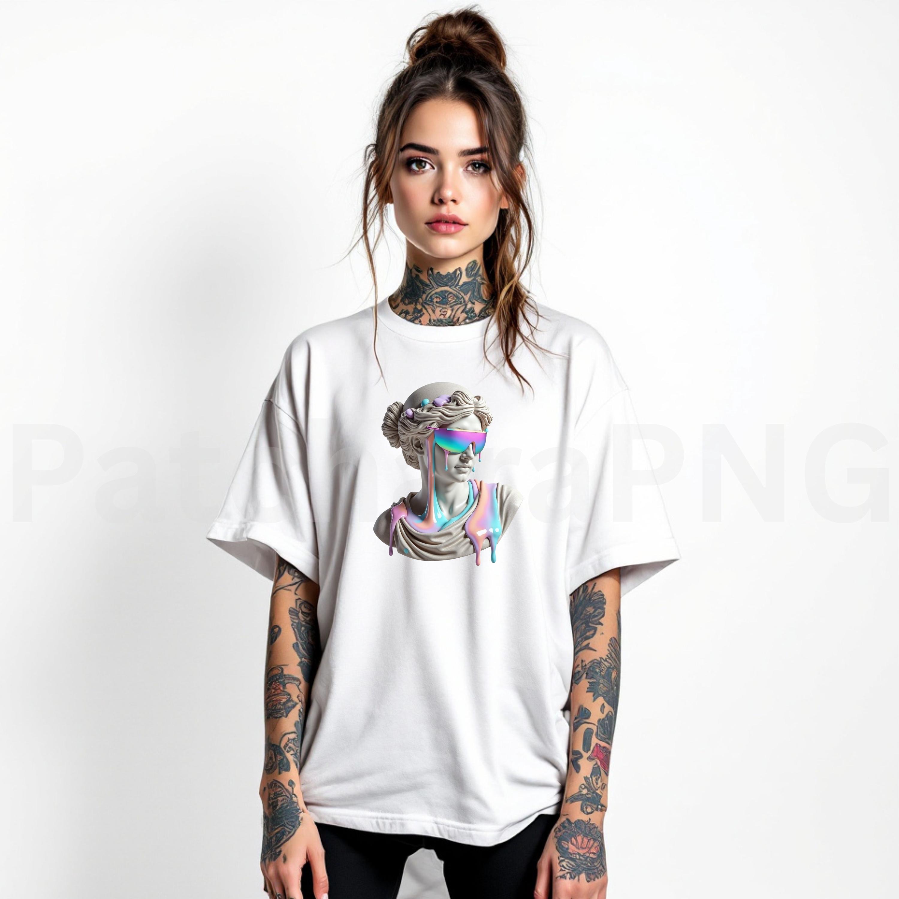 Vaporwave Goddess Bust PNG, Neon Drip Greek Statue Sublimation Design ...