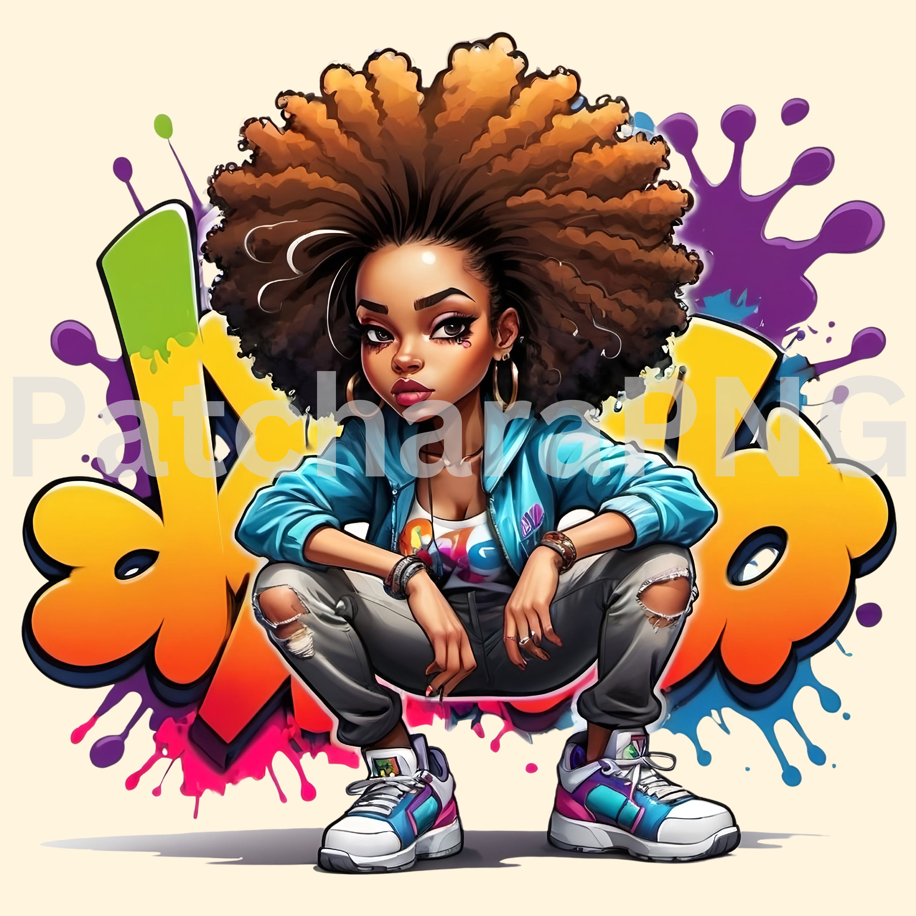 Graffiti Afro Hair Girl Clipart Digital Download Hip Hop Girl Art ...