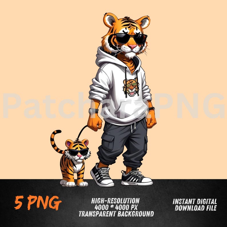 Funky Tiger Character Clipart Cool Hip-hop Design Projects Hip-hop ...