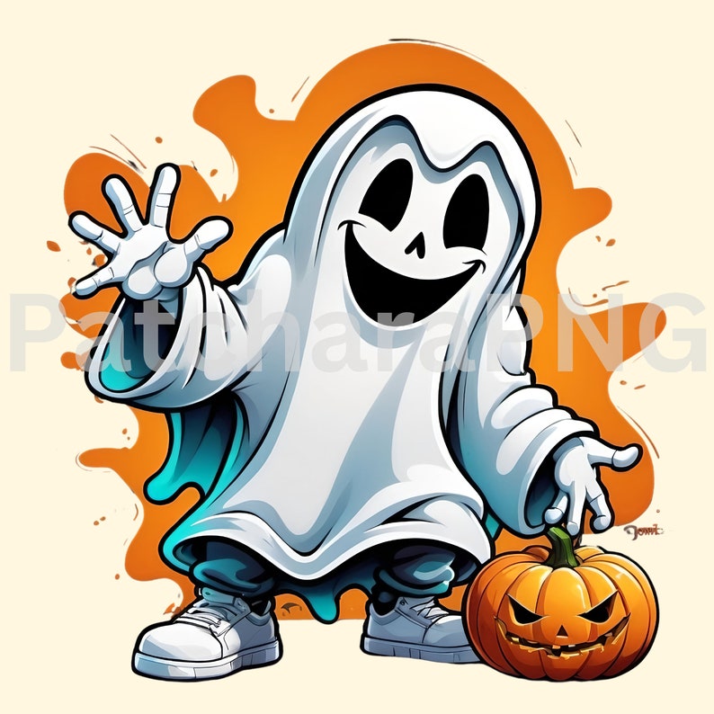 Graffiti Hip-hop Ghost and Pumpkin Clipart Digital Download Urban ...