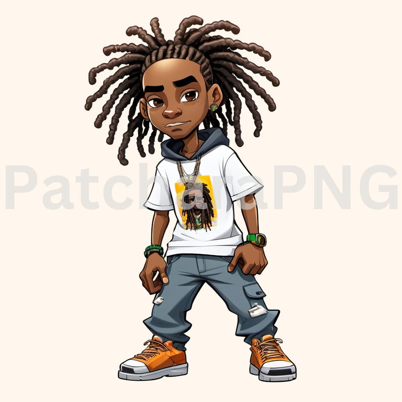 Cool Hip-hop Cartoon Character With Locs | African American Streetwear ...