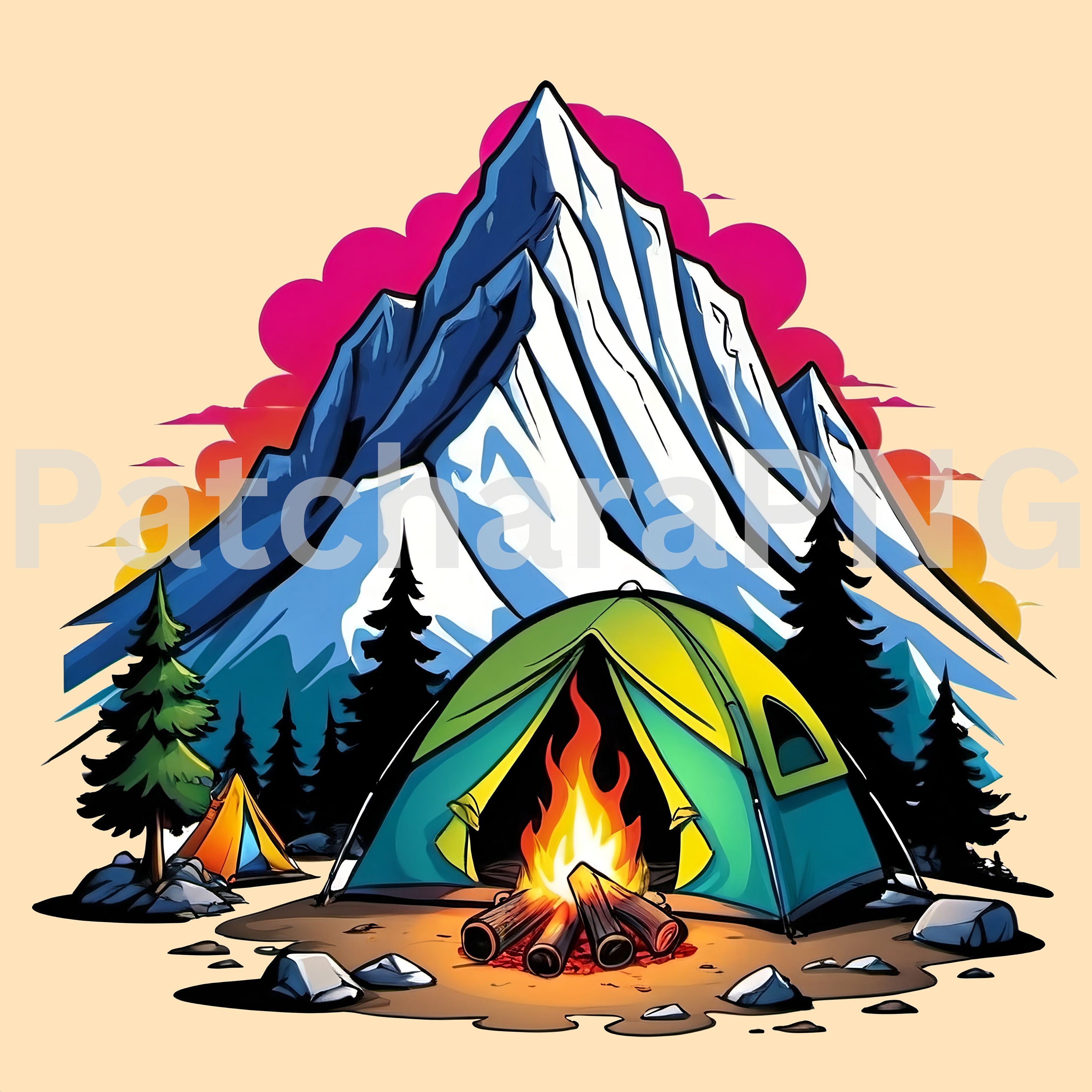 Mountain Camp Graffiti Art PNG Collection | Vibrant Camper Designs for ...