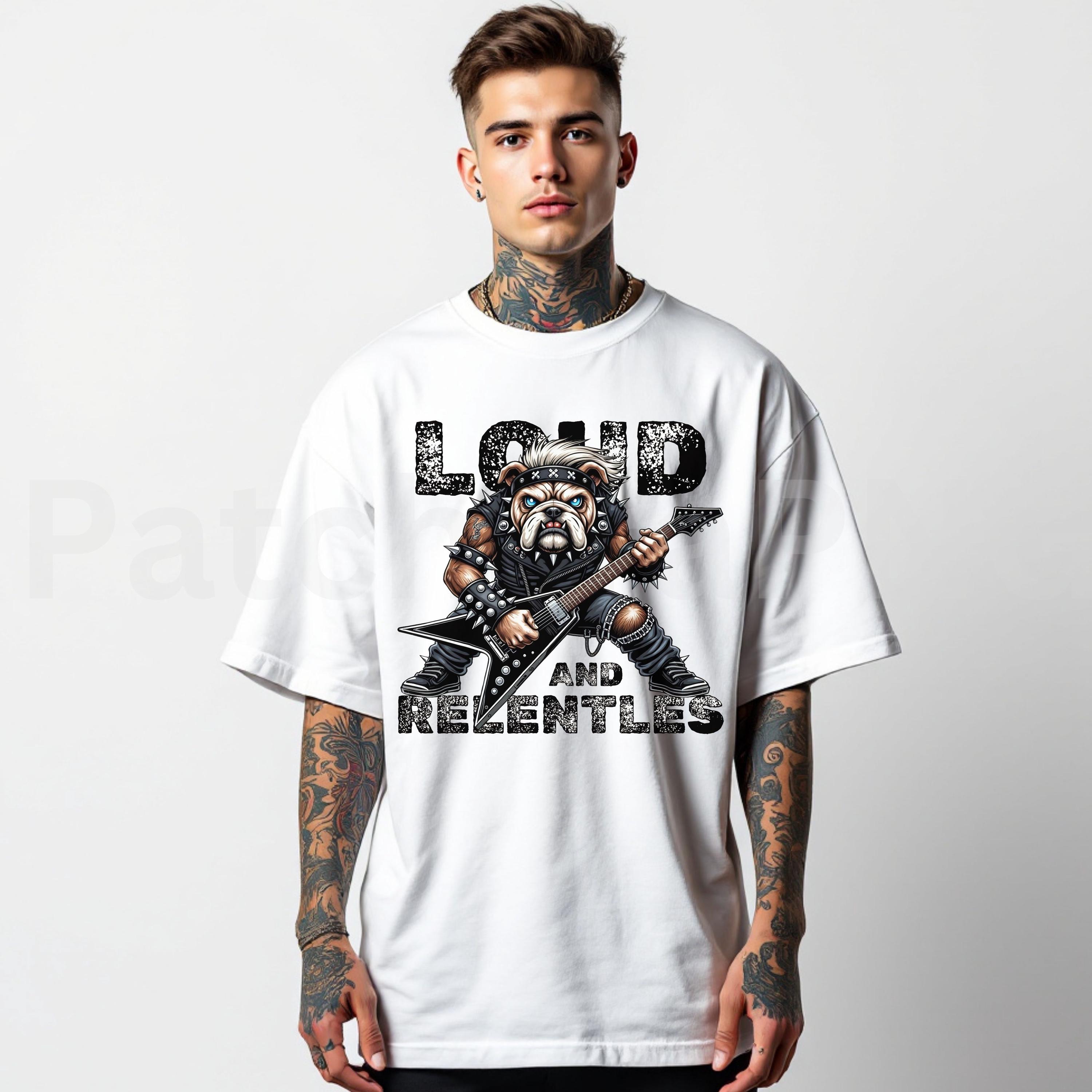 Metal Bulldog PNG | Rock Guitar Dog Clipart for Punk Shirts | Loud and ...