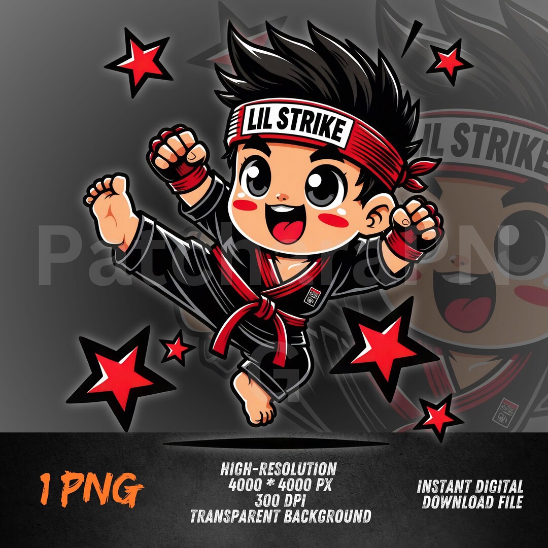 Lil Strike Martial Arts Kid PNG – Cute Karate Mascot Clipart for T ...