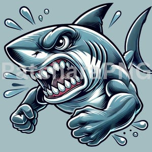 Angry Shark PNG Clipart | Fierce Shark Digital Download | Ocean Animal ...