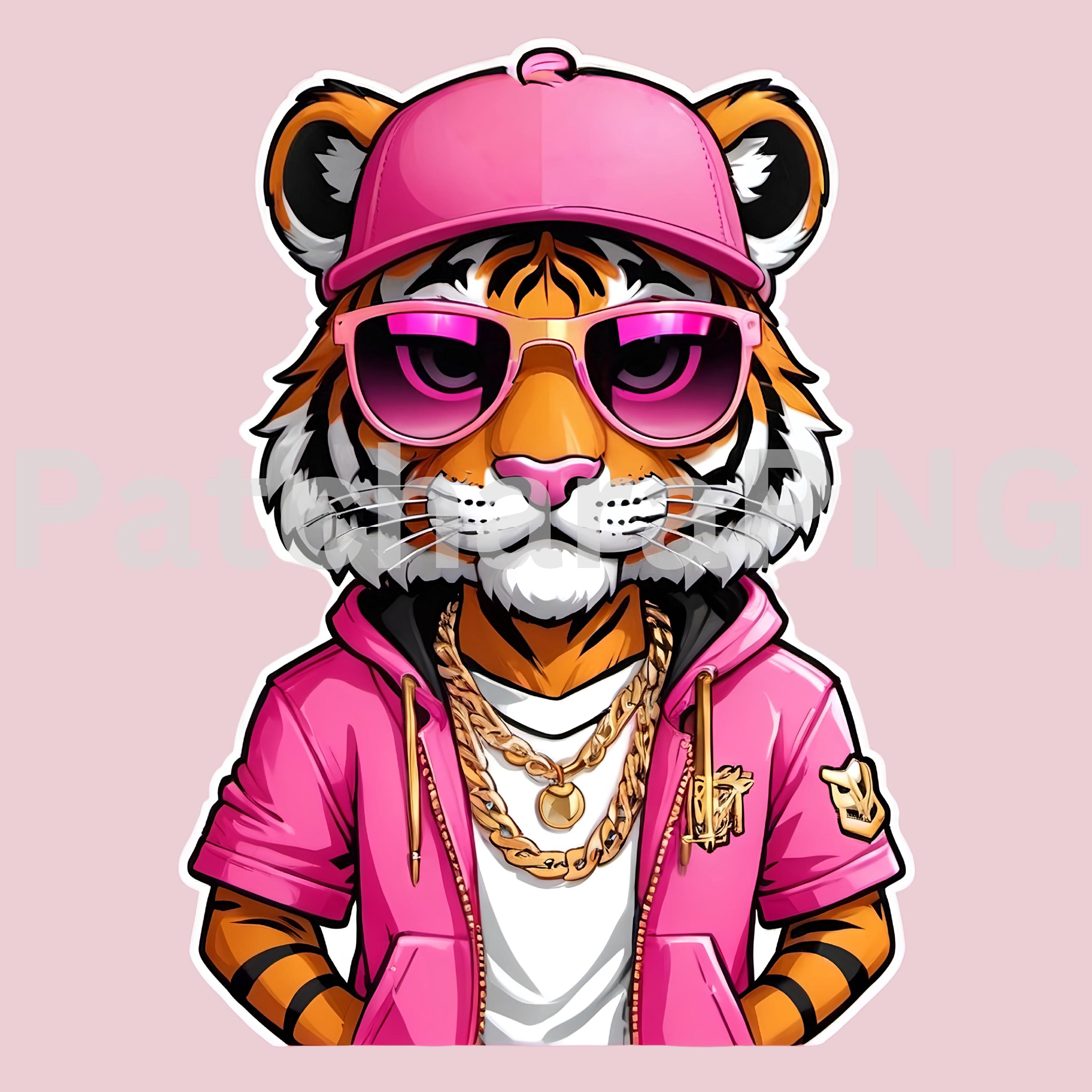 Swag Tiger PNG | Pink Tracksuit Tiger Clipart With Shades | Street ...