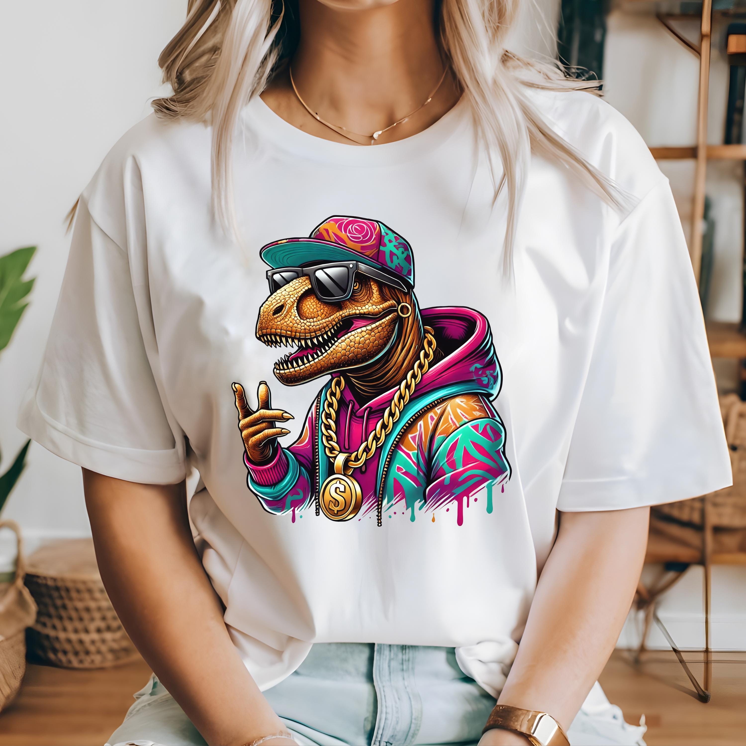 Swag T-rex PNG | Gangster Dinosaur Clipart in Hoodie and Gold Chain ...