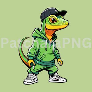 Hip-hop Lizard PNG Cool Cartoon Reptile Graphic Urban Streetwear Design ...