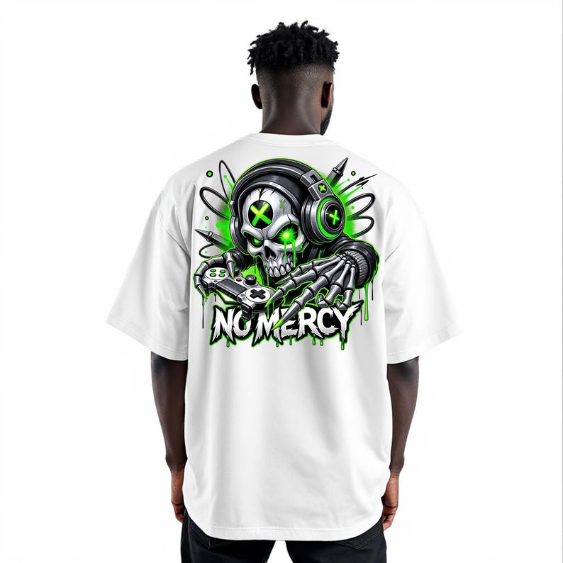 Gaming Skull PNG , No Mercy Skull Gamer – Green Neon Graffiti Clipart ...