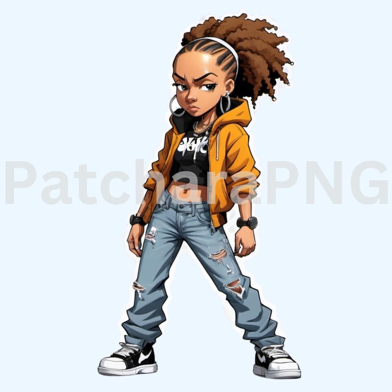 Hip-hop Girl Character Cartoon Illustration, Graffiti Art PNG, Urban ...