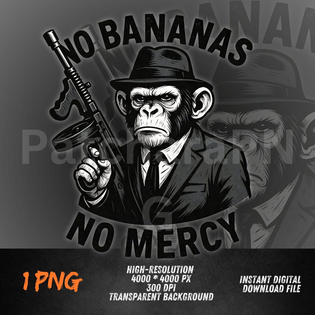 Monkey Png , No Bananas No Mercy | Gangster Monkey Clipart | Retro Mob ...