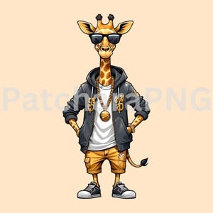 Hip-hop Giraffe Graffiti Art - Cool Cartoon Giraffe With Gold Chains ...