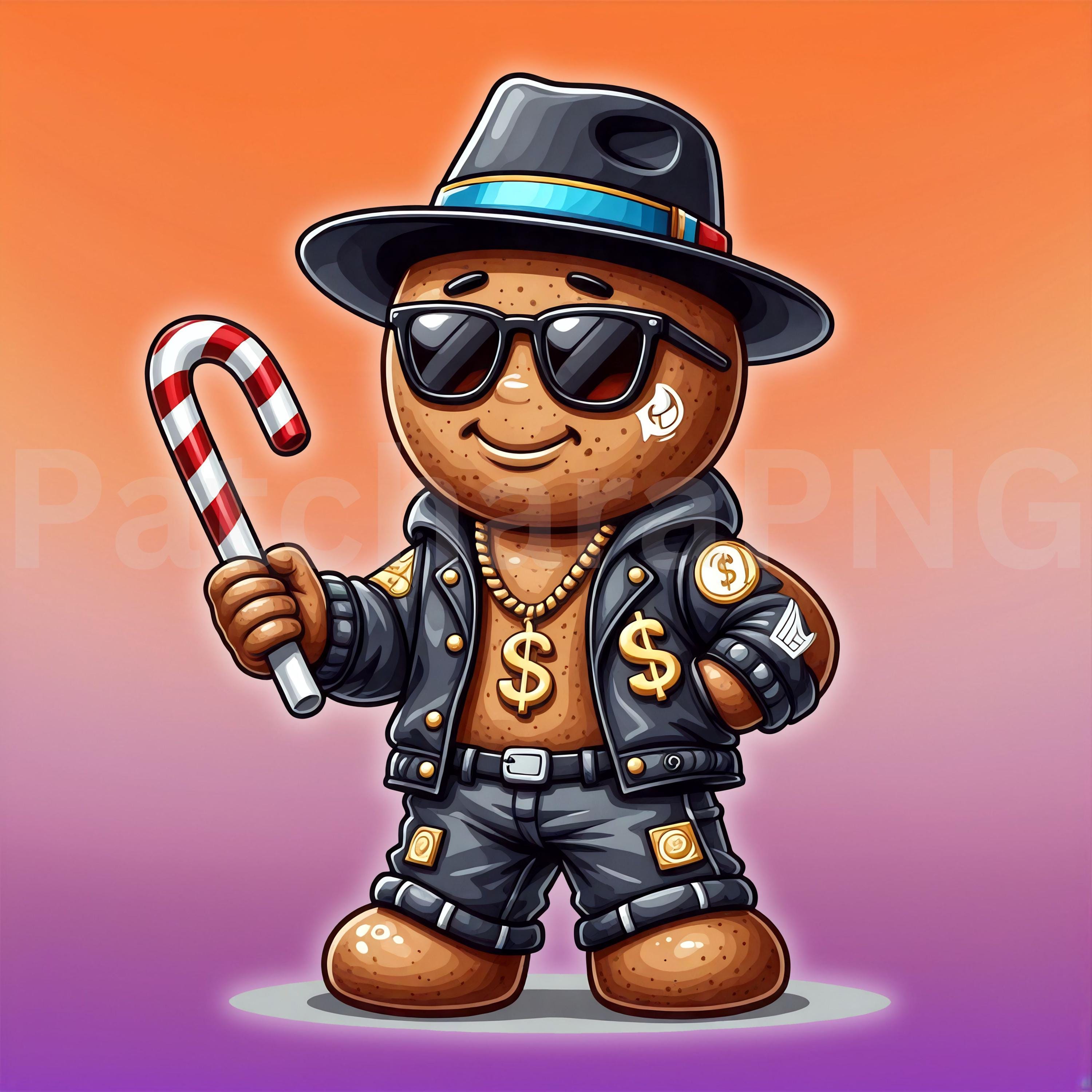 Gangster Gingerbread Man Clipart | Cool Hip-hop Cookie PNG | Trendy ...