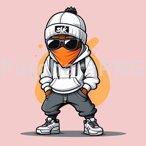 Hip-hop Ski Mask Character PNG | Cool Cartoon Streetwear Graphic ...