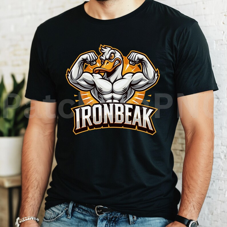 Ironbeak Muscle Duck PNG | Gym Mascot Logo Clipart | Flexing Cartoon ...
