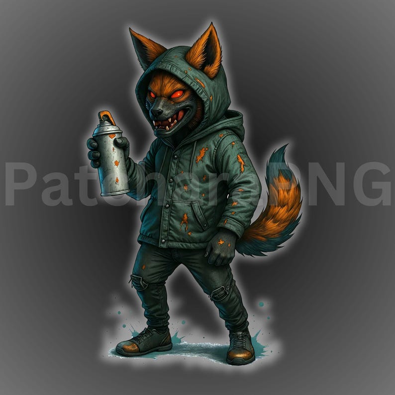Graffiti Fox PNG | Street Fox Clipart With Spray Can | Urban Hoodie ...
