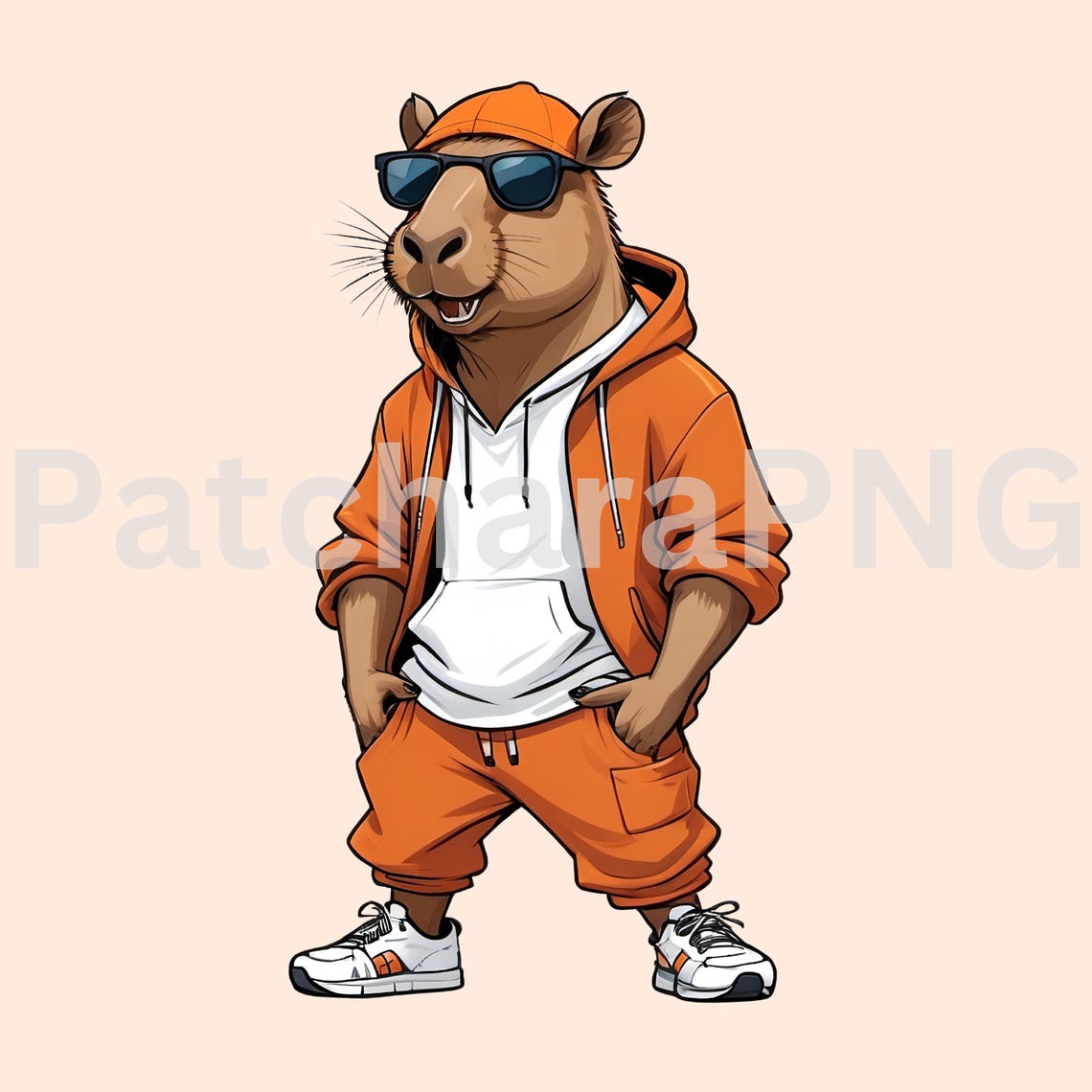 Capybara PNG | Coole Capybara Clipart im Hoodie | Urban Hip Hop Nager ...